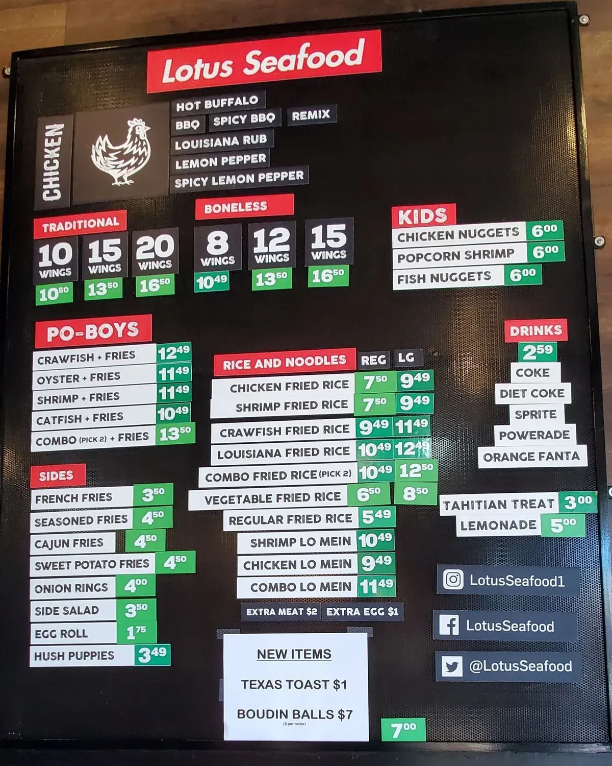 Lotus Seafood Menu - Updated November 2025
