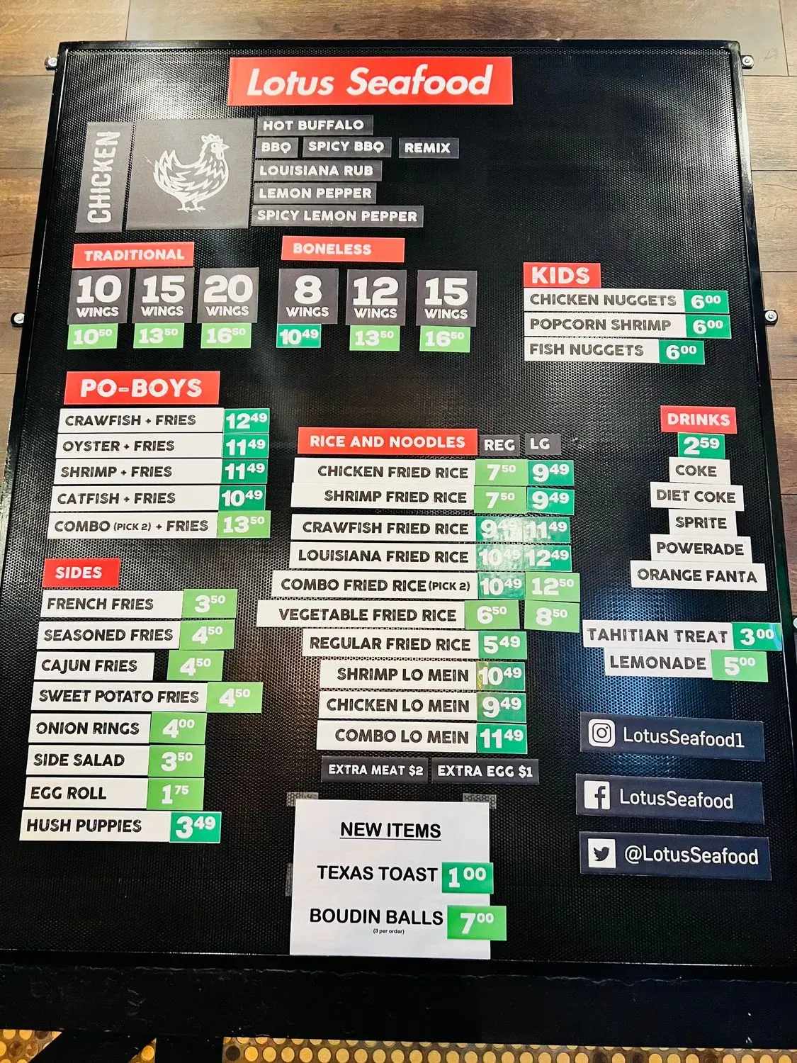 Lotus Seafood Menu - Updated November 2025