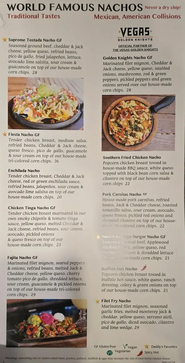 Nacho Daddy Menu - Updated November 2025