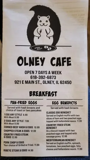 Olney Cafe` Menu - Updated November 2025