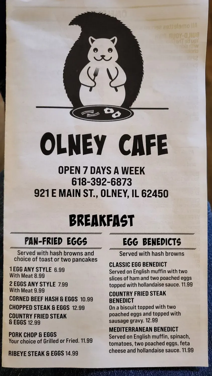 Olney Cafe` Menu - Updated November 2025