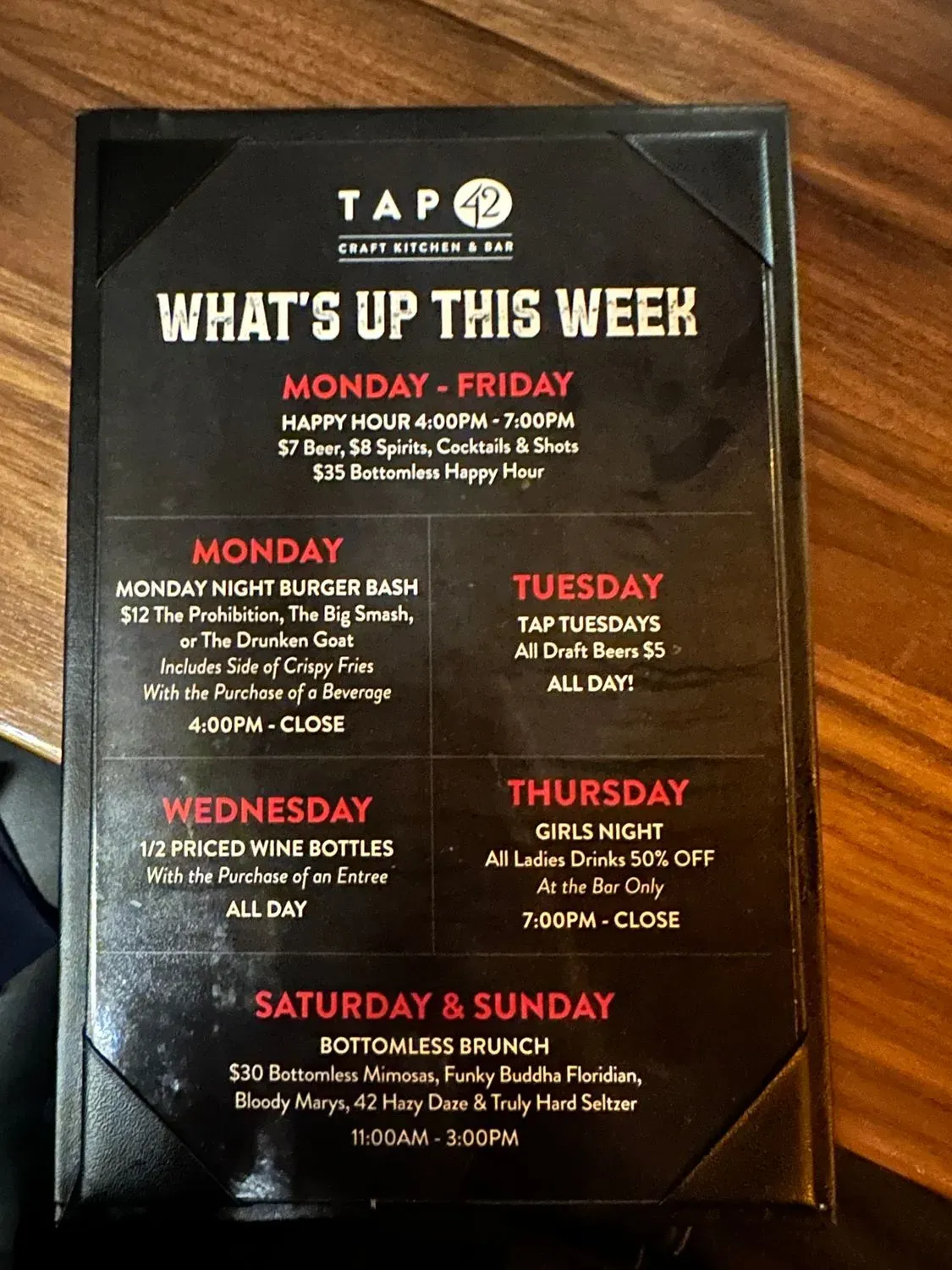 Tap 42 Craft Kitchen & Bar - Palm Beach Gardens Menu - Updated November ...