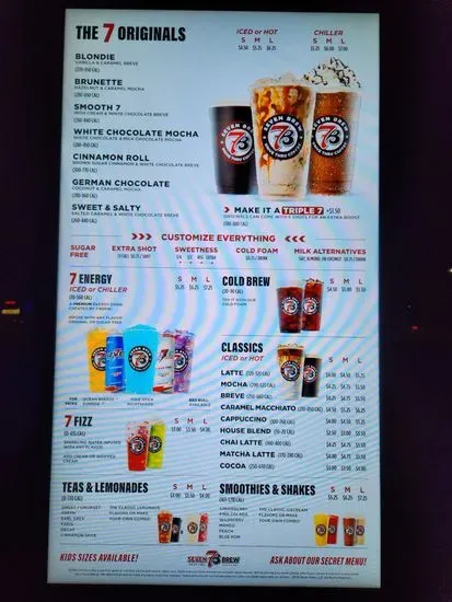 7 Brew Coffee Menu | Enid, OK | Checkle