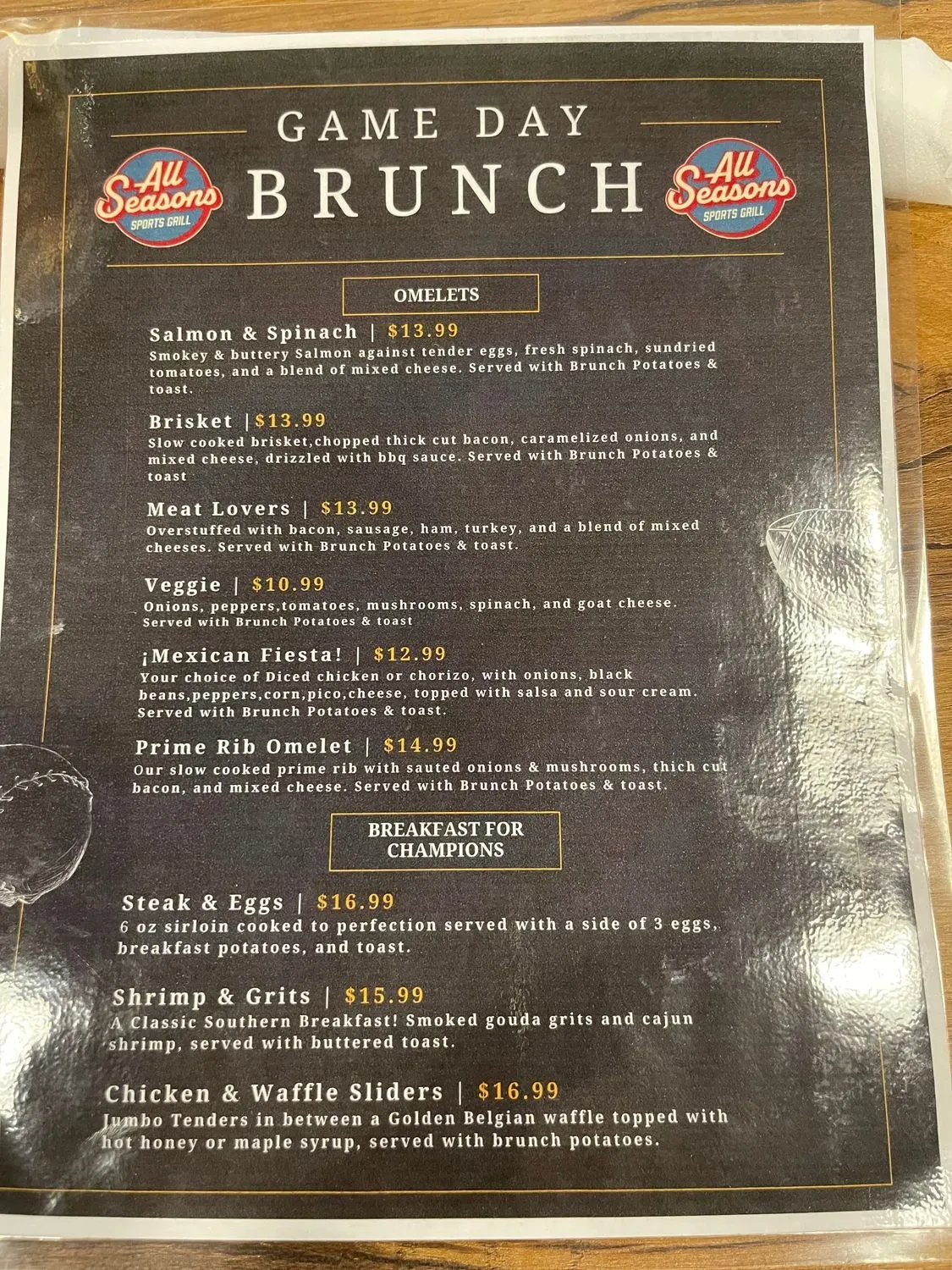 All Seasons Sports Grill Menu - Updated November 2025