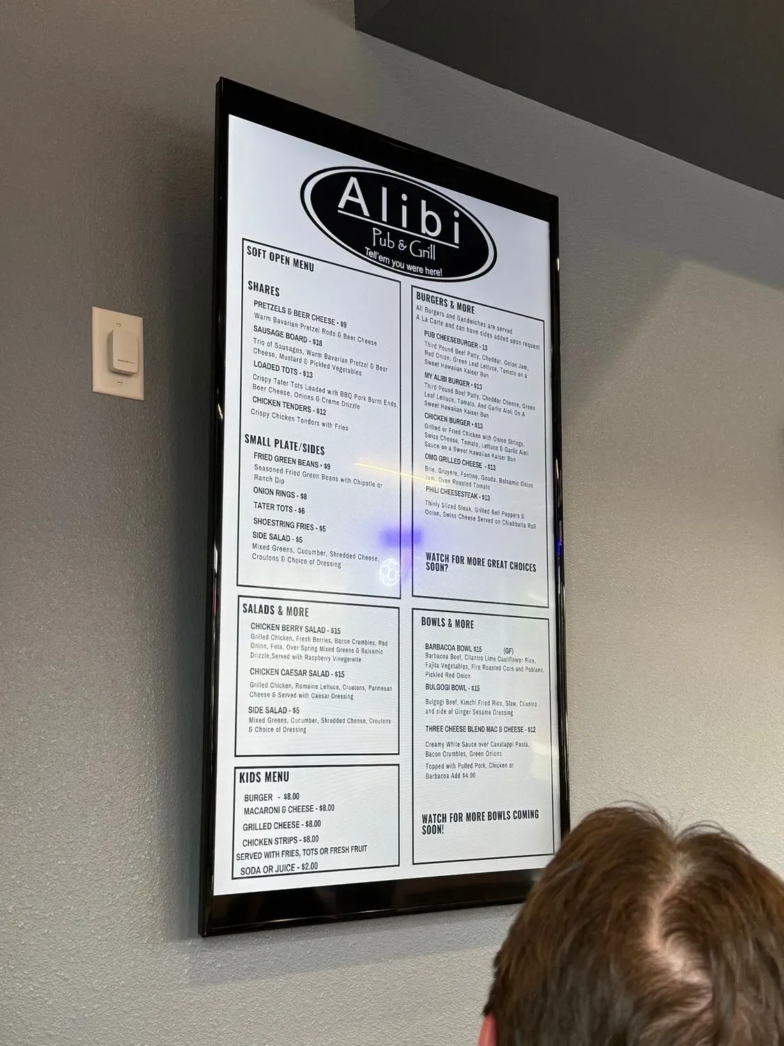 The Alibi Pub & Grill Menu - Updated November 2025