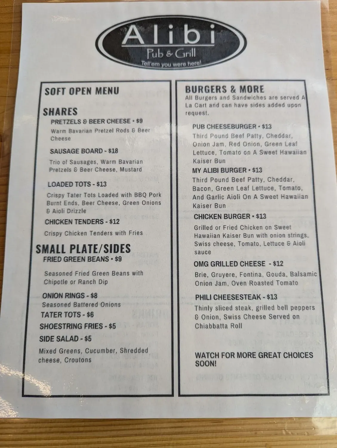 The Alibi Pub & Grill Menu | Chico, CA | Checkle