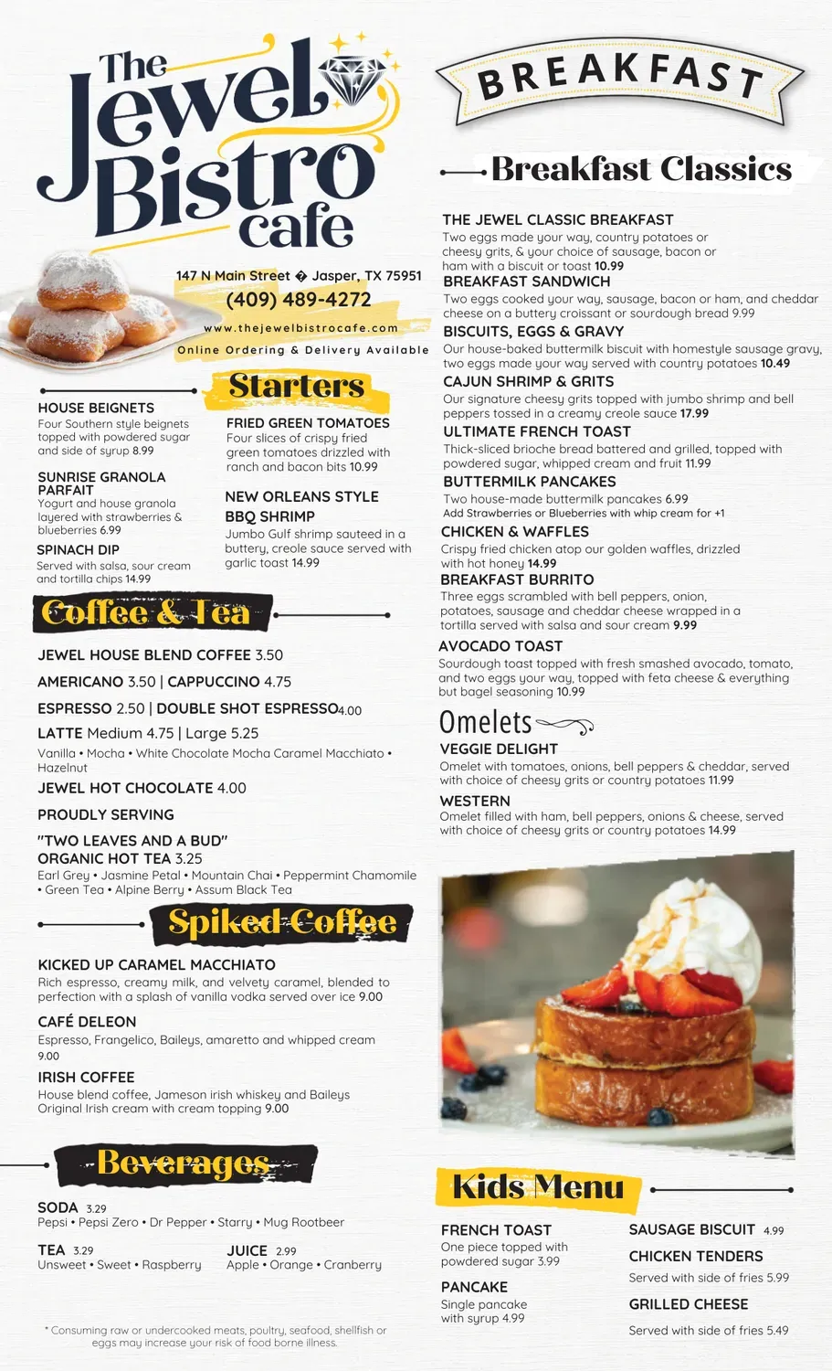 The Jewel Bistro Cafe Menu - Updated September 2025