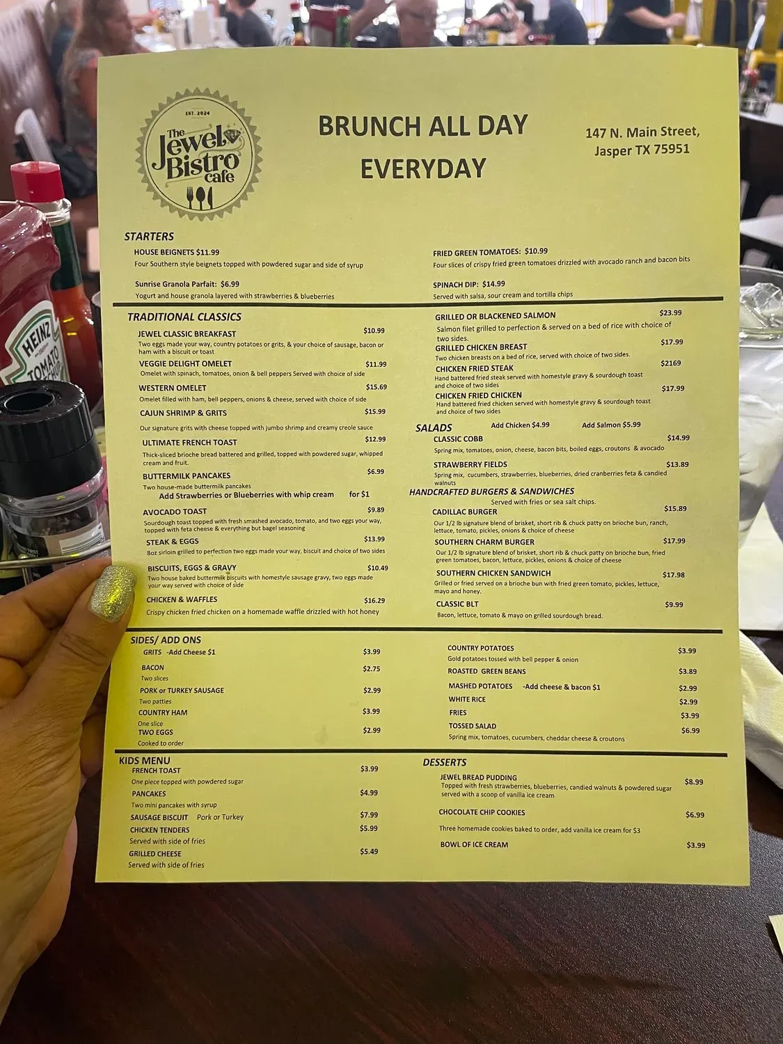 The Jewel Bistro Cafe Menu - Updated September 2025