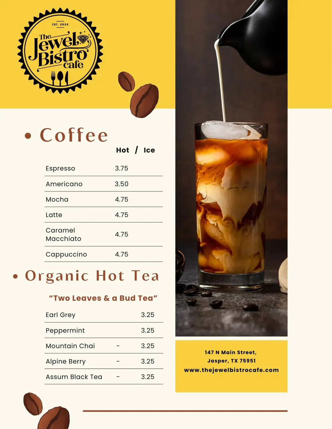 The Jewel Bistro Cafe Menu - Updated September 2025