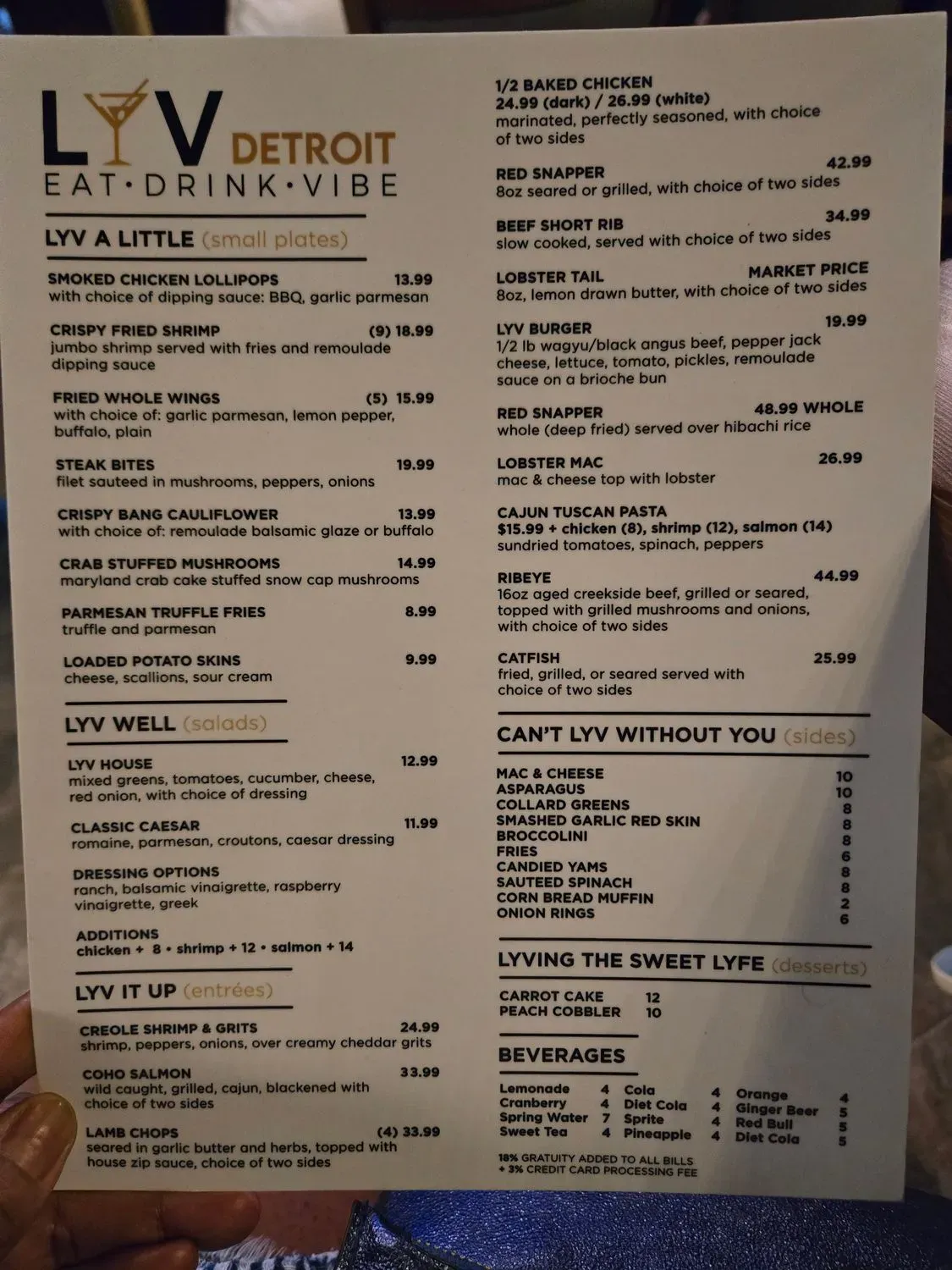 LYV Detroit Restaurant & Lounge Menu | Detroit, MI | Checkle