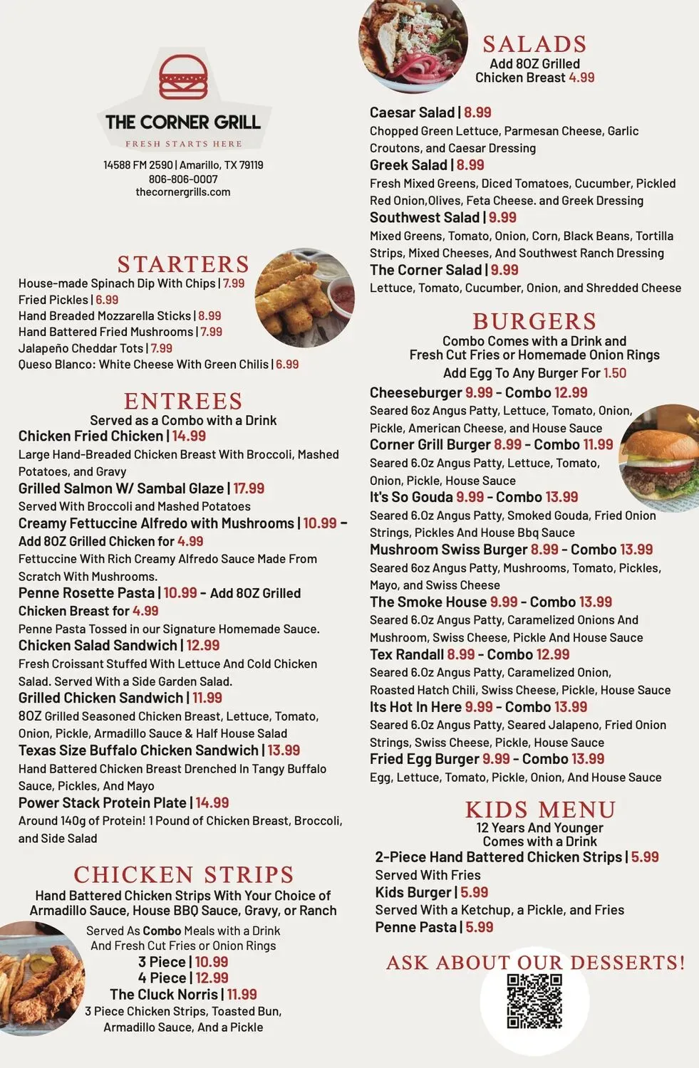 The Corner Grill Menu - Updated October 2025