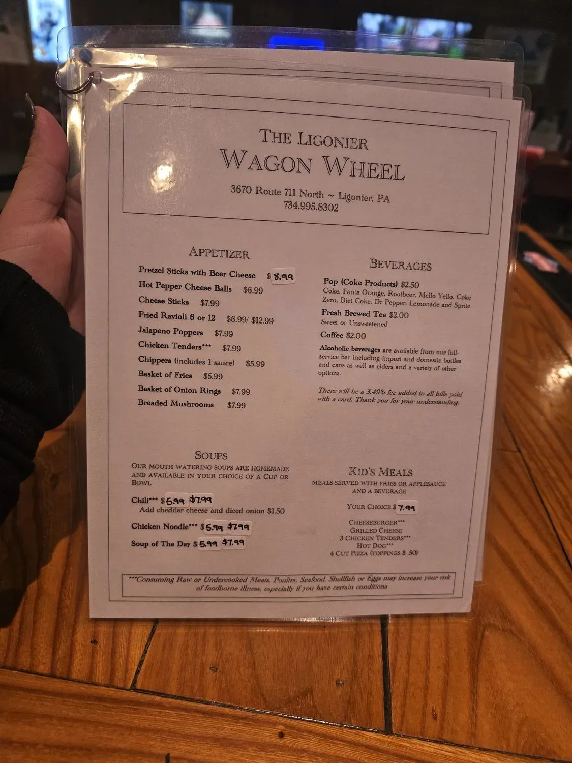 The Ligonier Wagon Wheel Menu - Updated November 2025