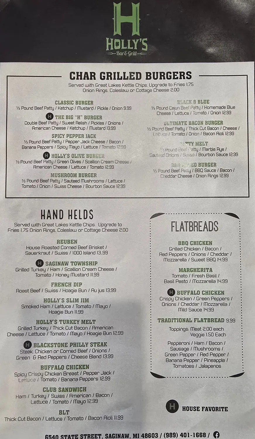 Holly’s Bar and Grill Menu - Updated November 2025