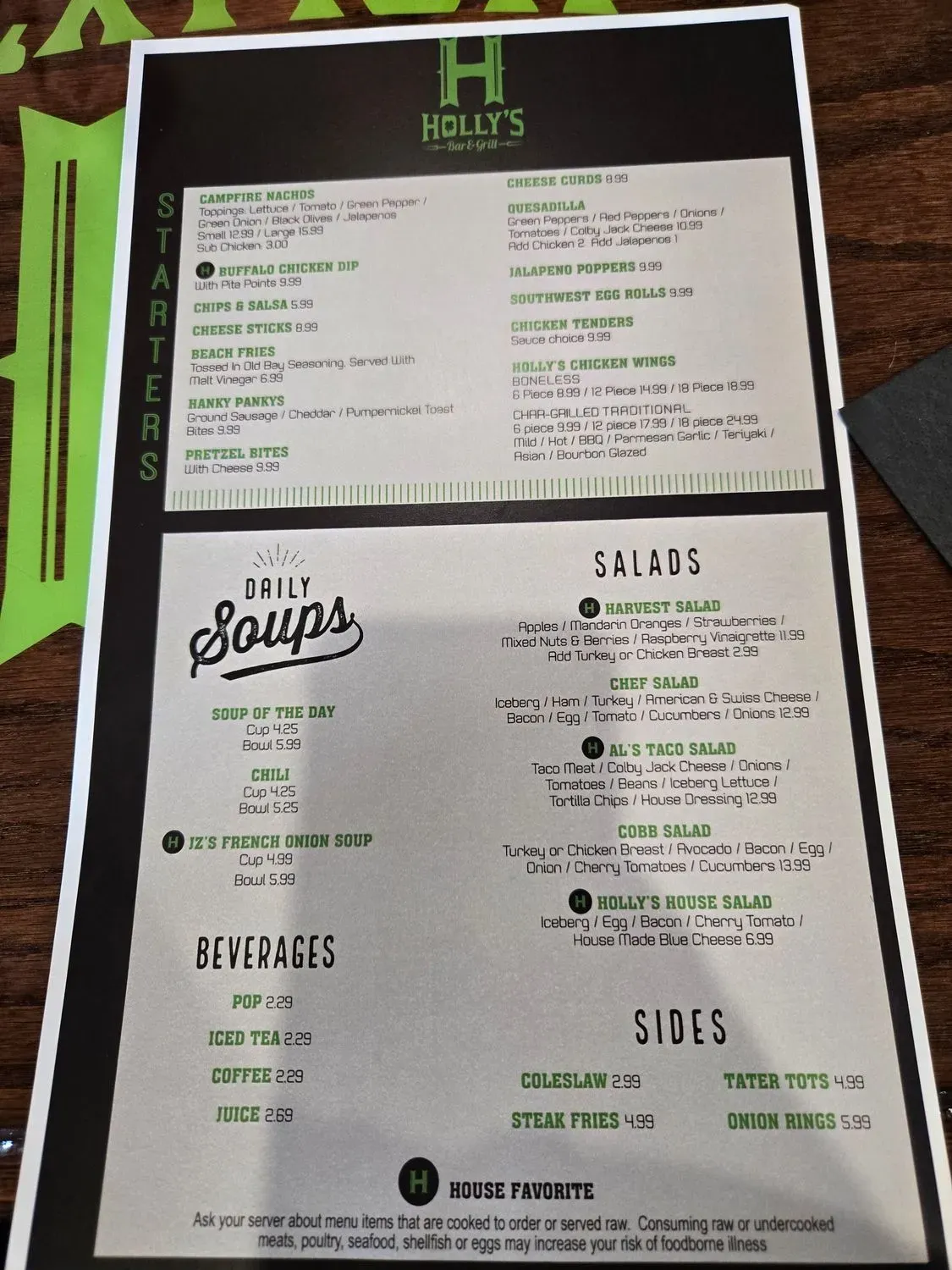 Holly’s Bar and Grill Menu - Updated November 2025