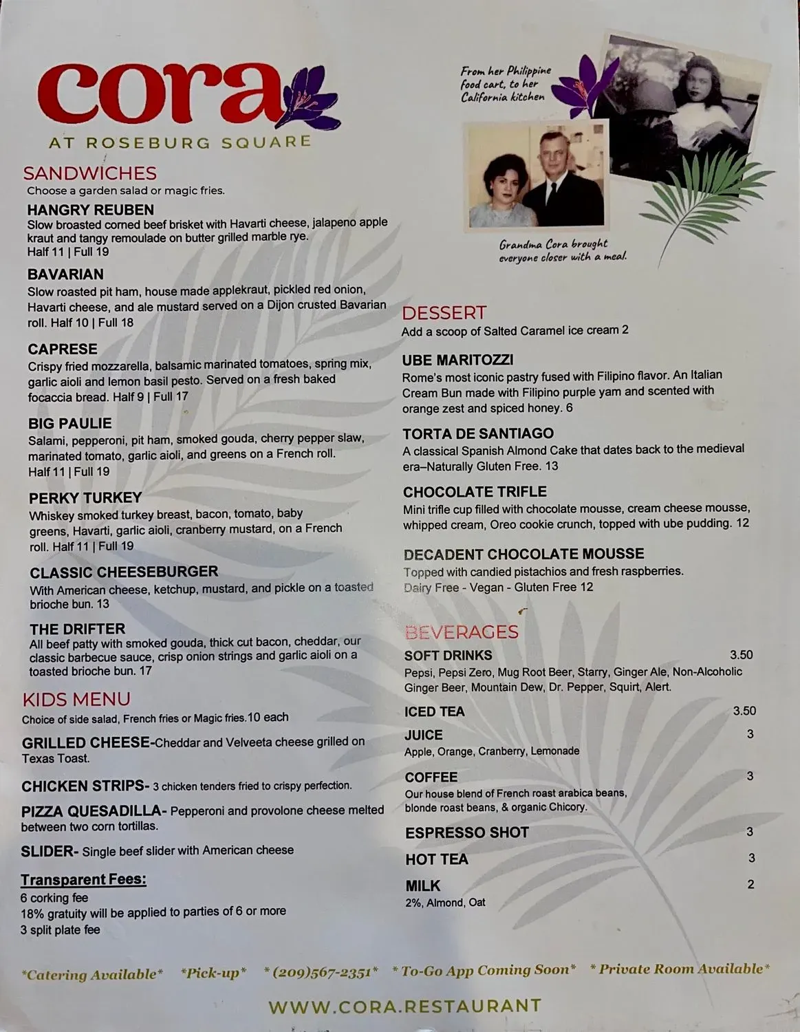 Cora at Roseburg Square Menu - Updated November 2025