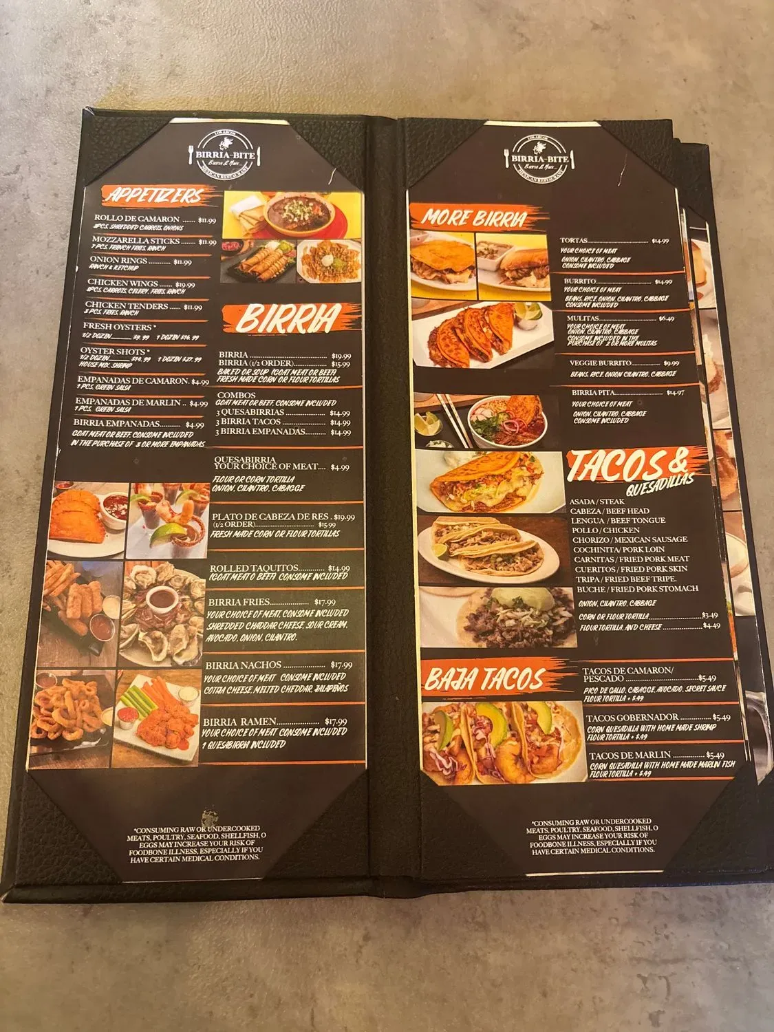 Birria Bite Menu - Updated November 2025