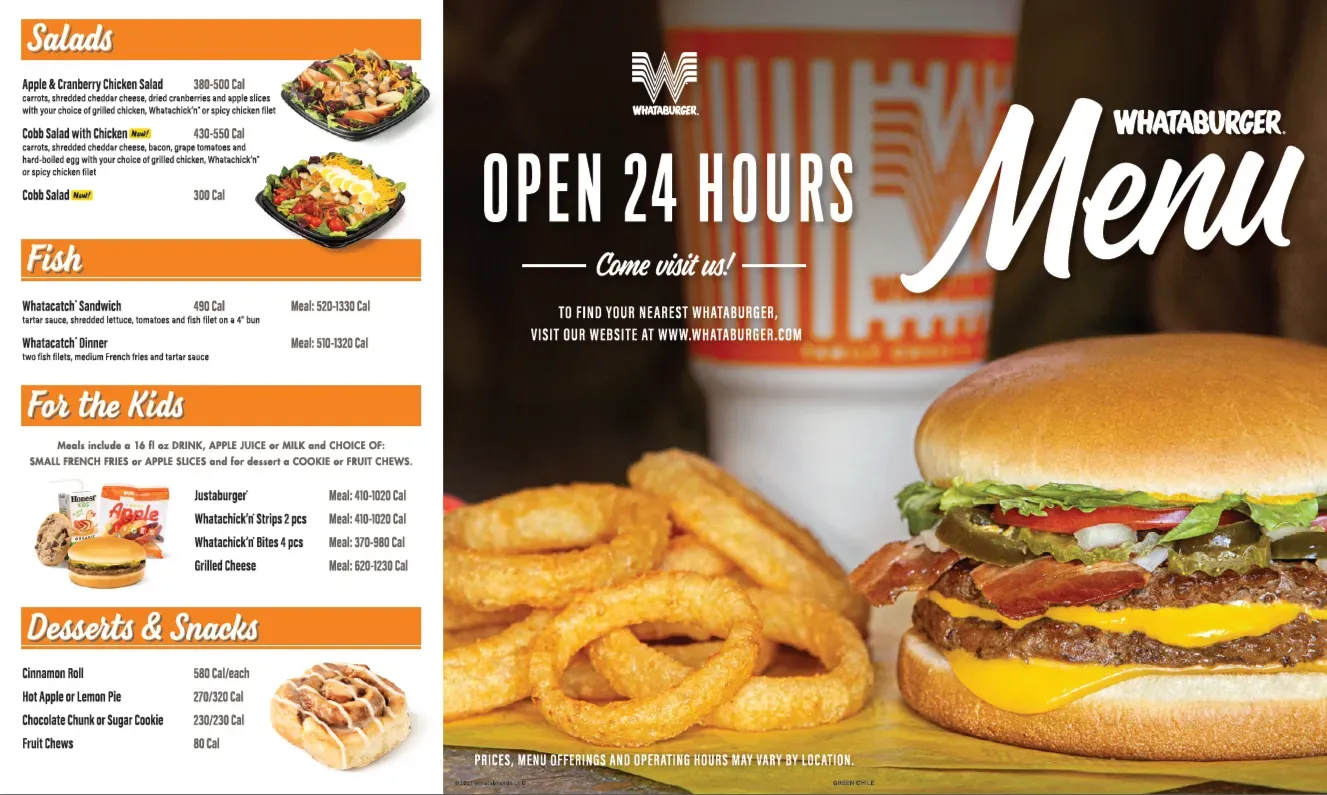 Whataburger Menu - Updated November 2025