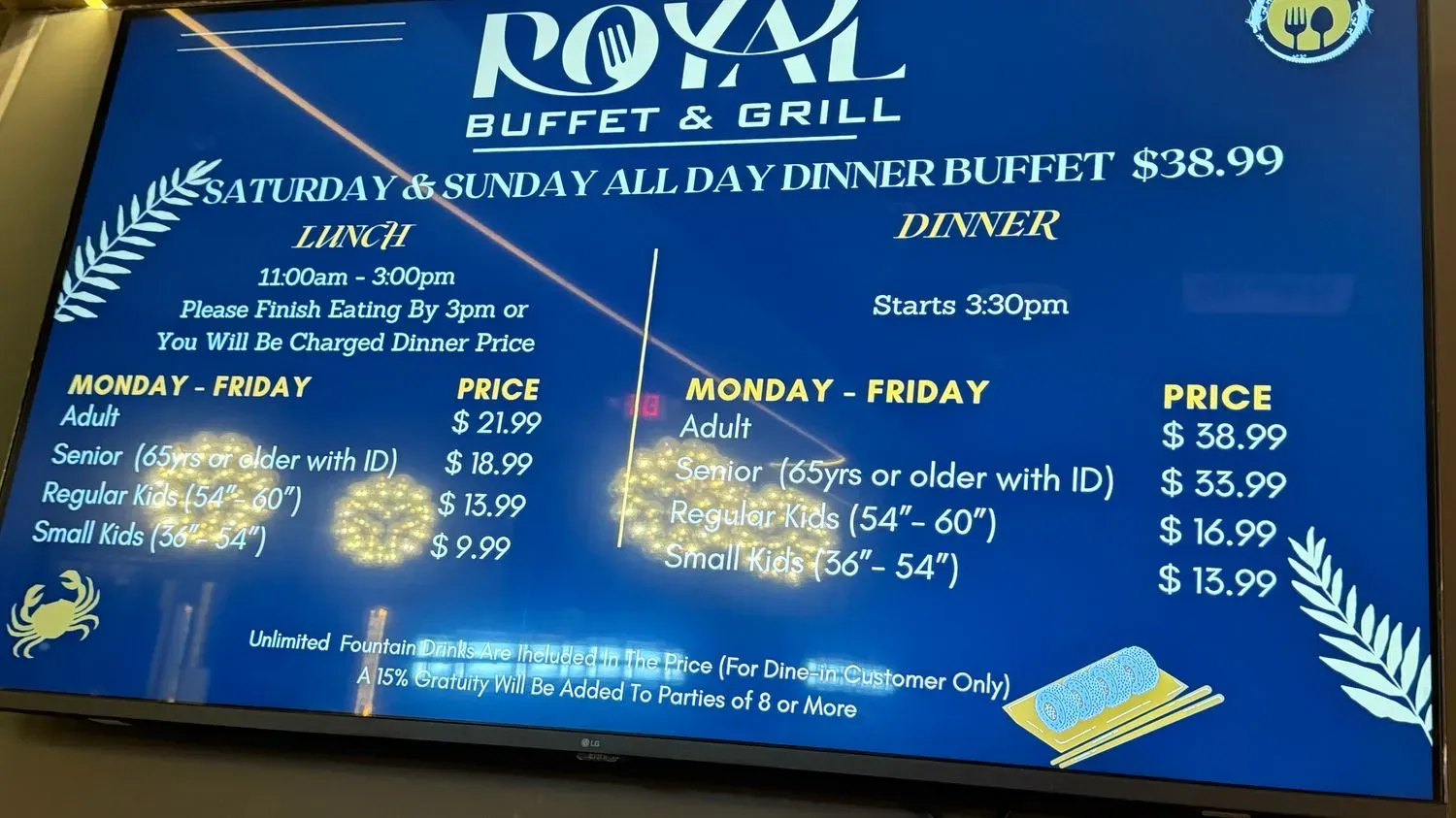 Royal Buffet & Grill Menu - Updated October 2025