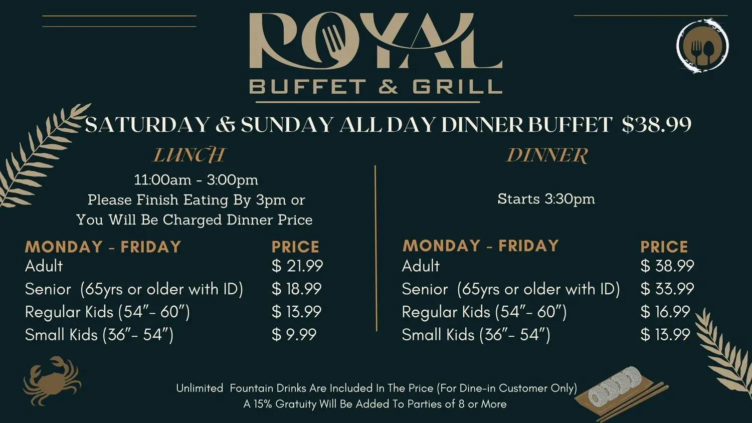 Royal Buffet & Grill Menu - Updated October 2025