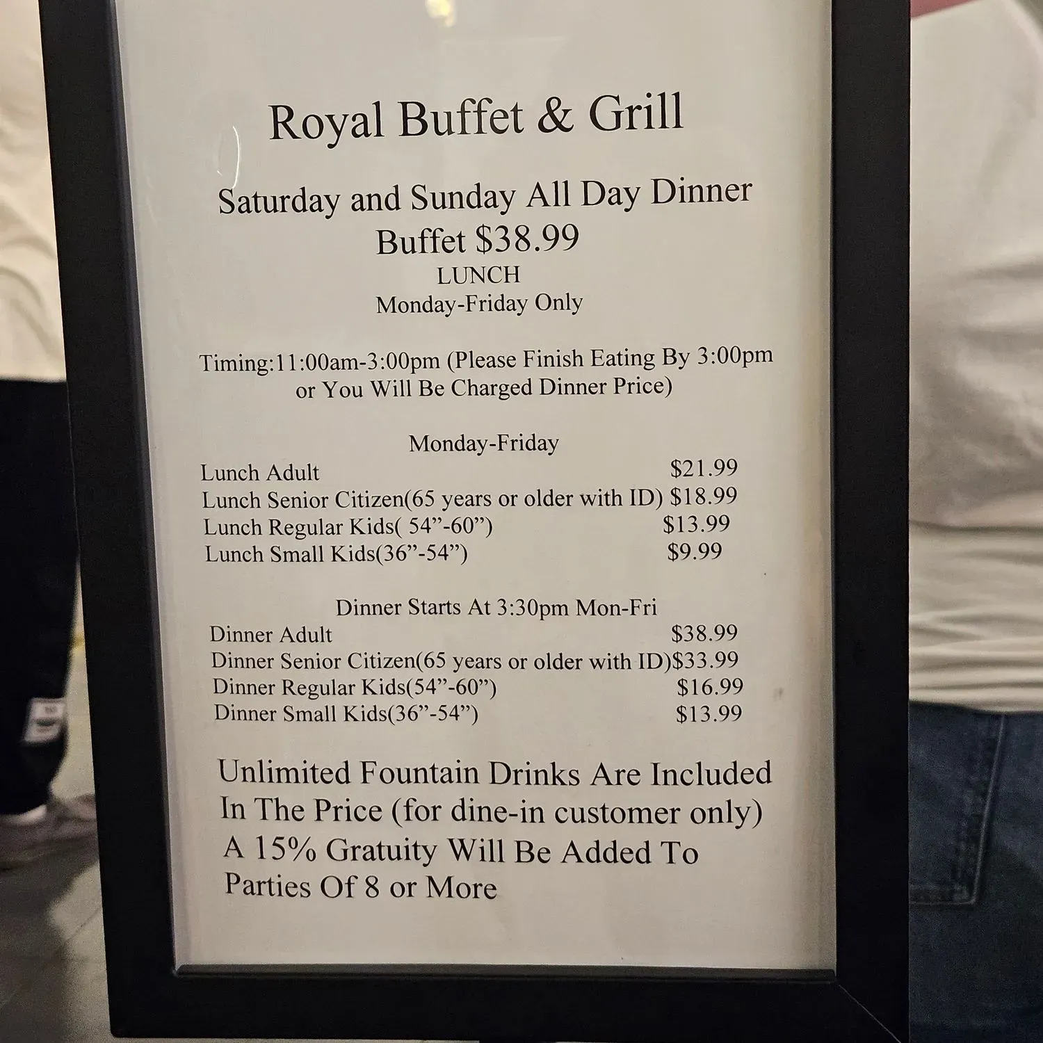 Royal Buffet & Grill Menu - Updated October 2025