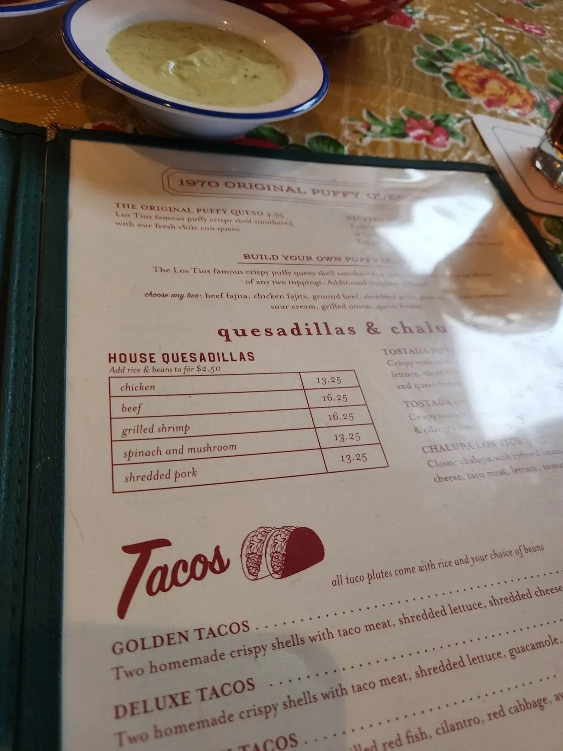 Los Tios Menu - Updated November 2025