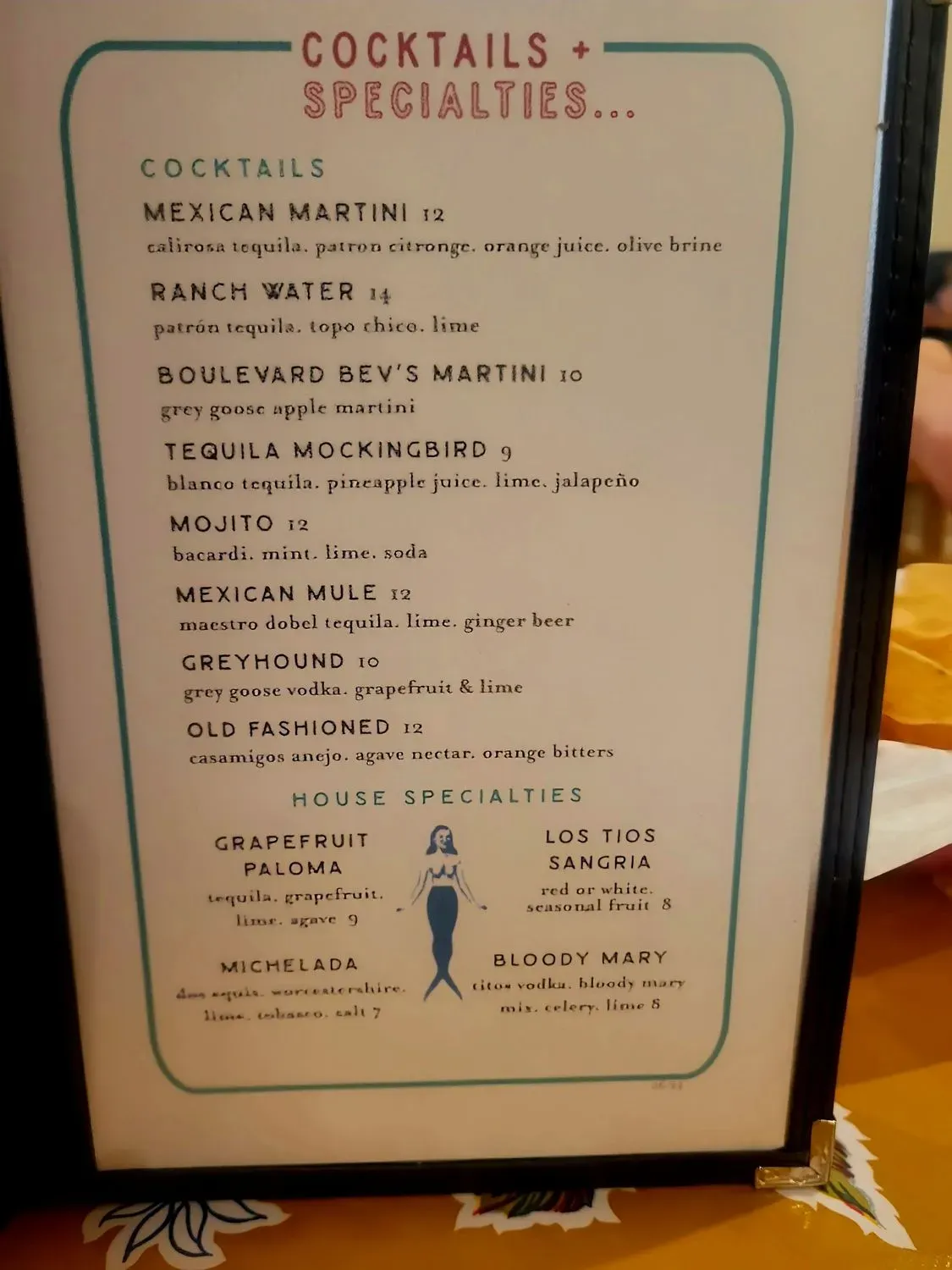 Los Tios Menu - Updated November 2025