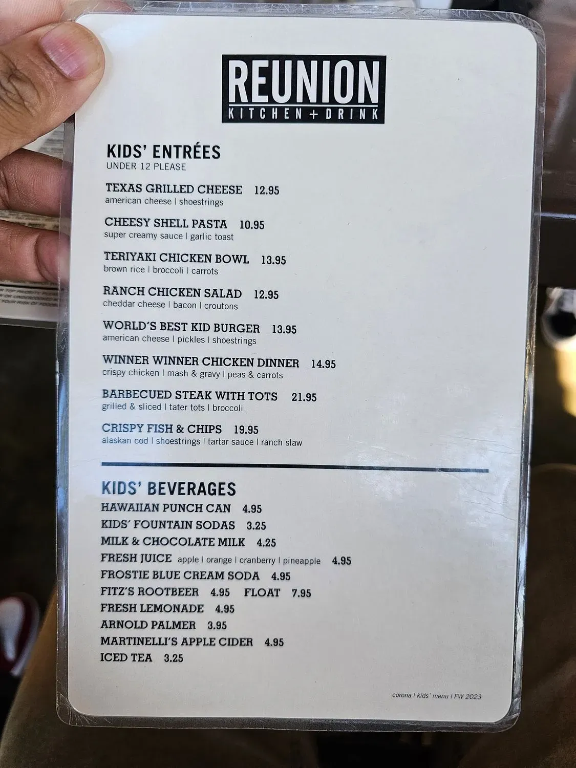 Reunion Kitchen + Drink Menu - Updated October 2025