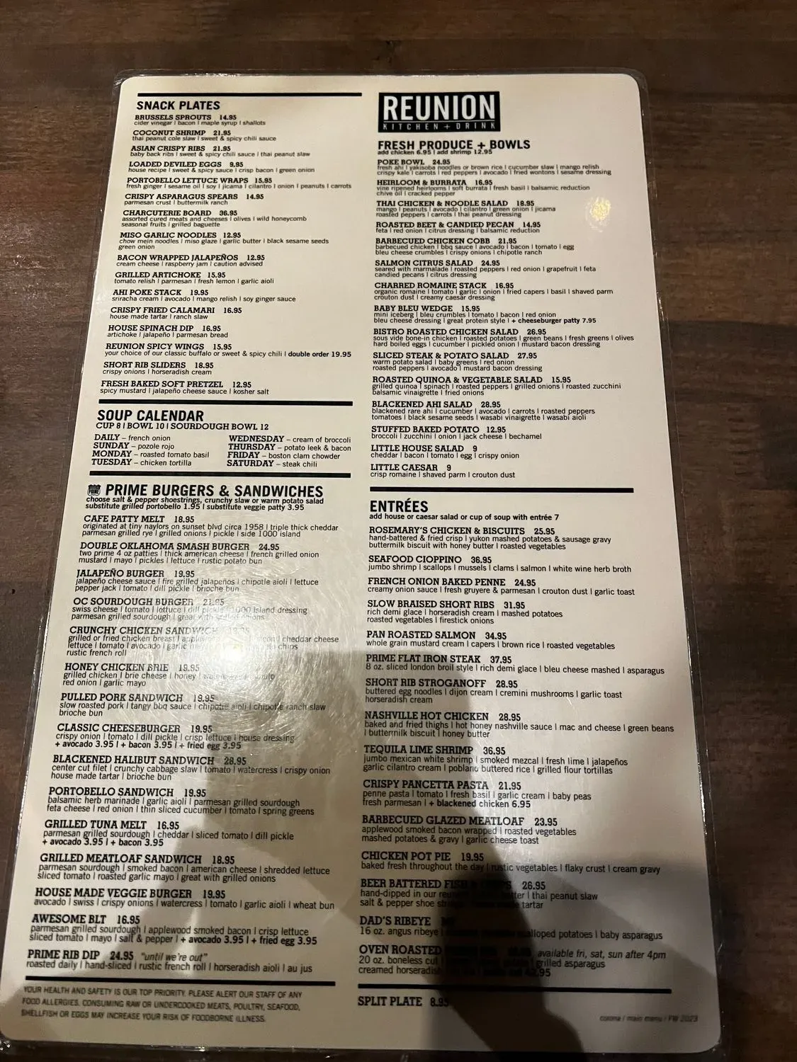 Reunion Kitchen + Drink Menu - Updated October 2025