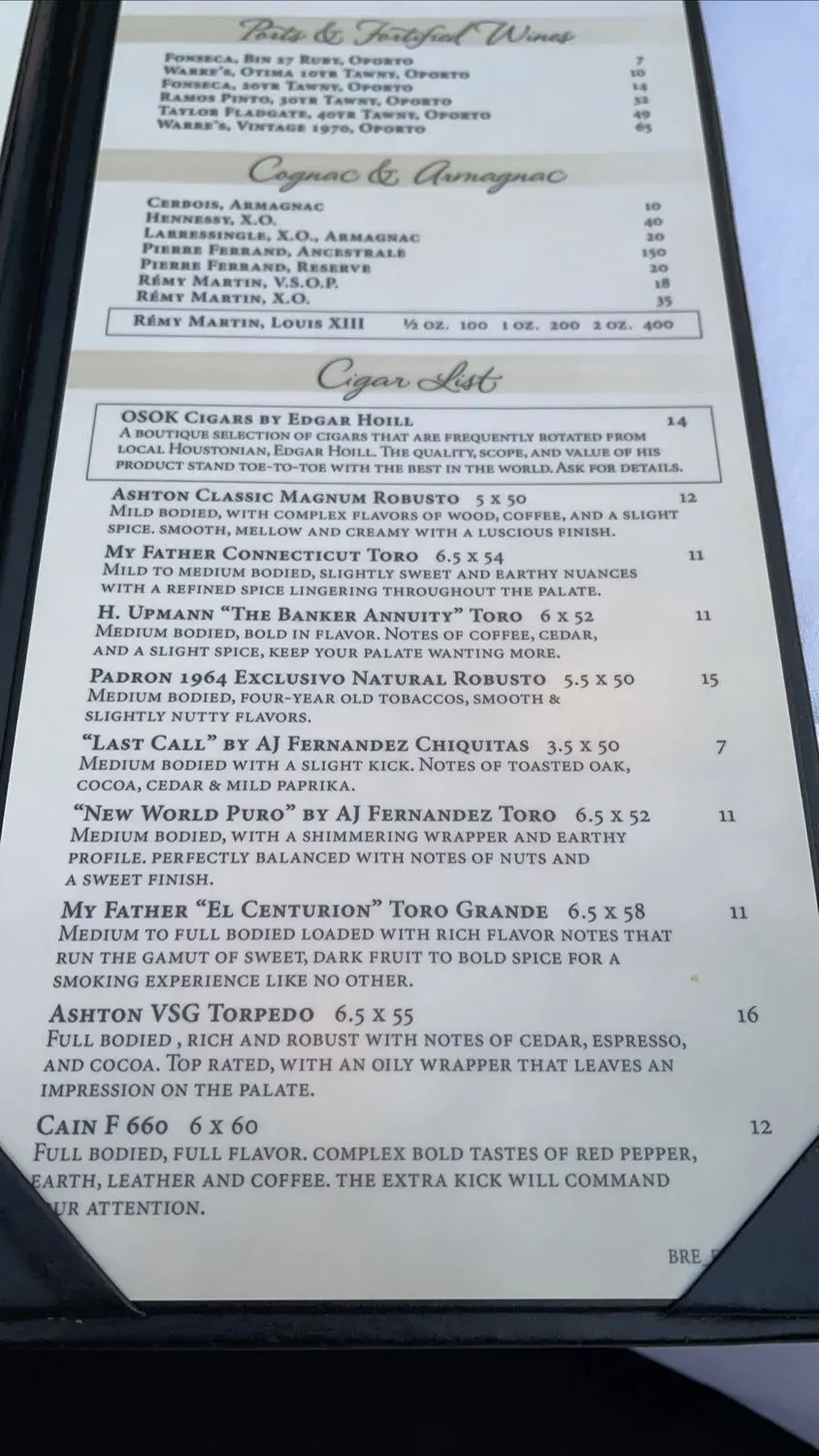 Brenner's Steakhouse Menu - Updated October 2025