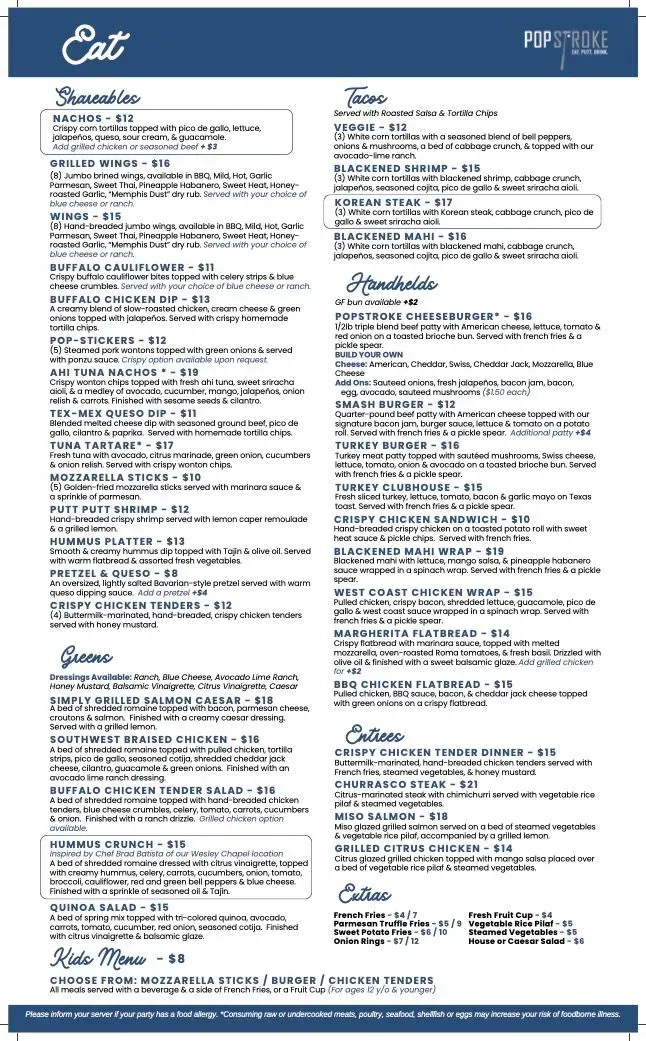 PopStroke Menu - Updated November 2025