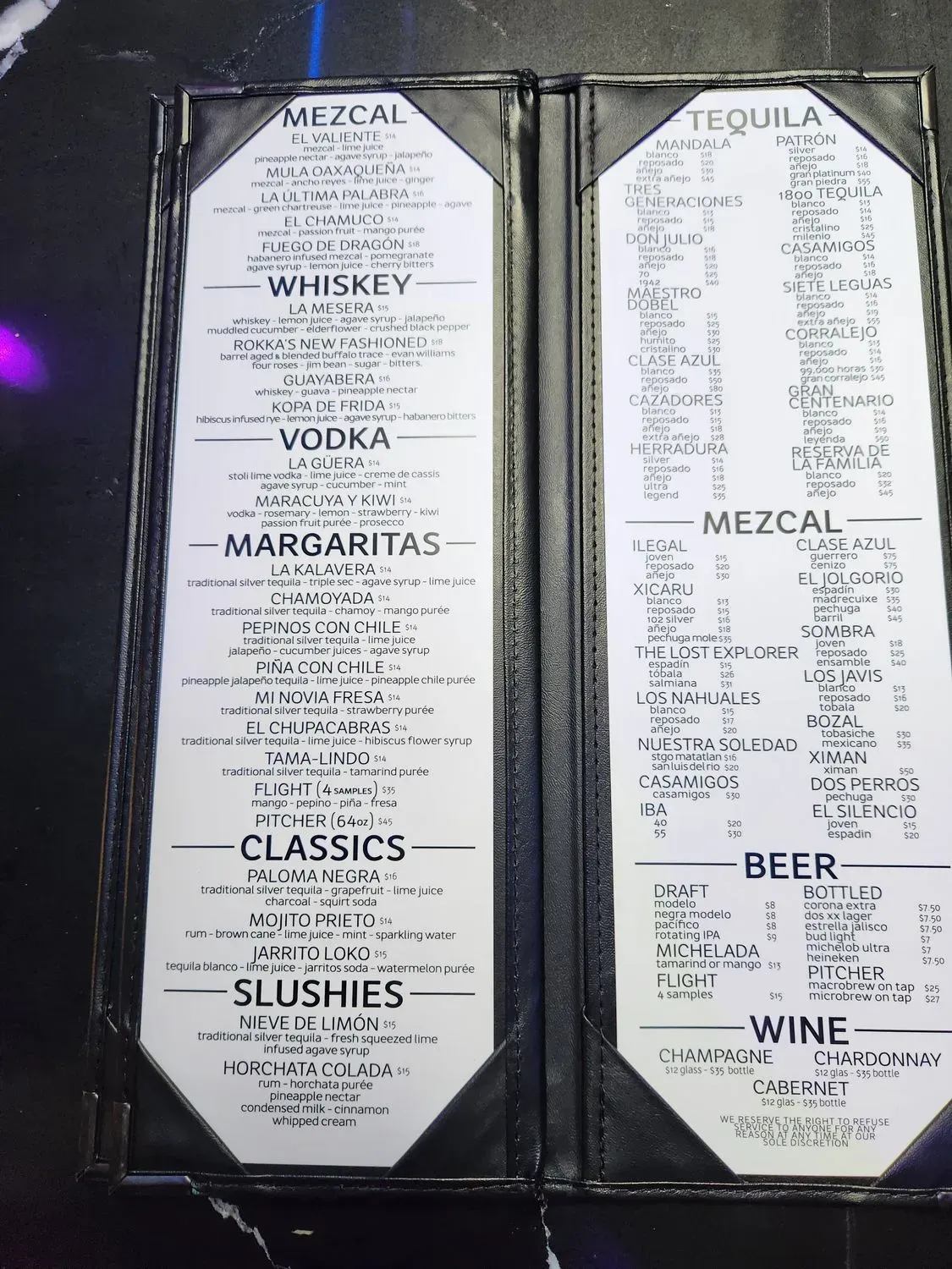Kalaveras Menu - Updated November 2025