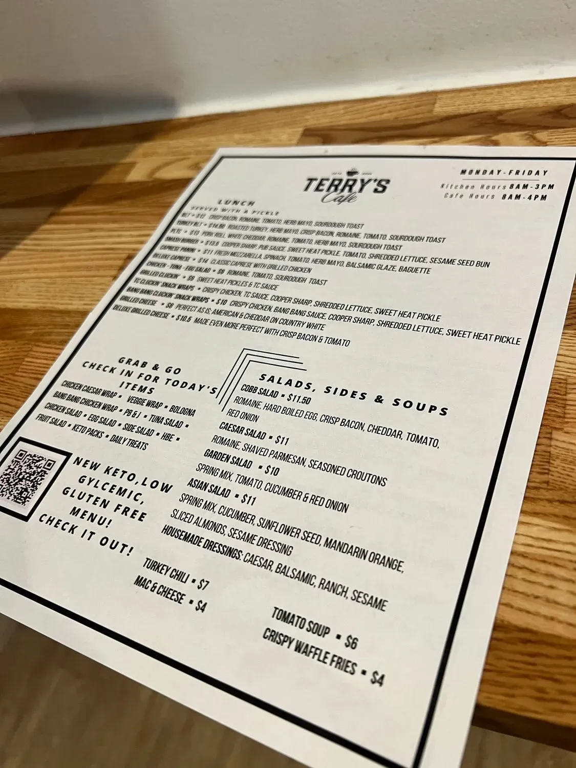 Terry's Cafe Menu - Updated November 2025