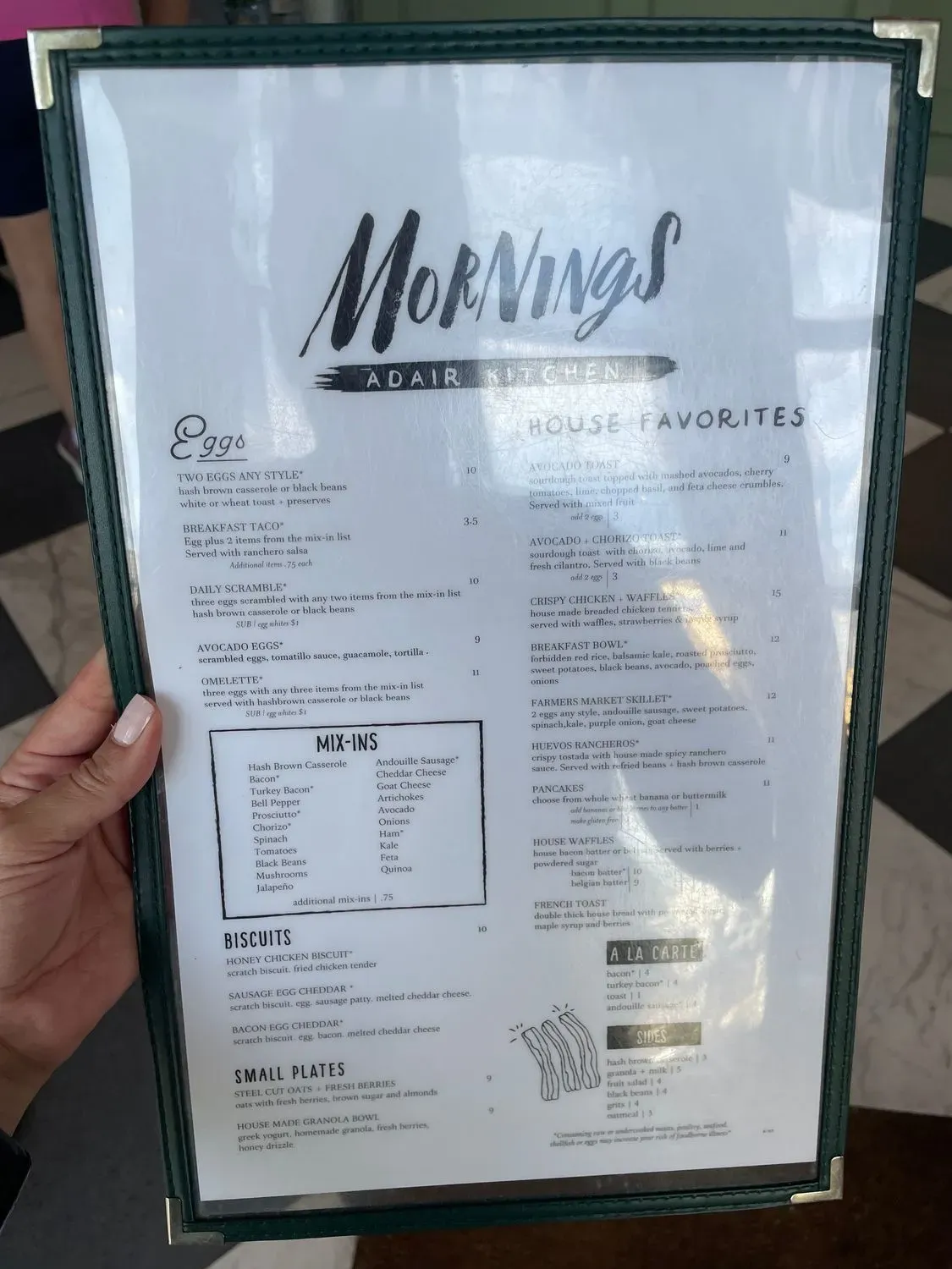 Adair Kitchen Menu - Updated October 2025