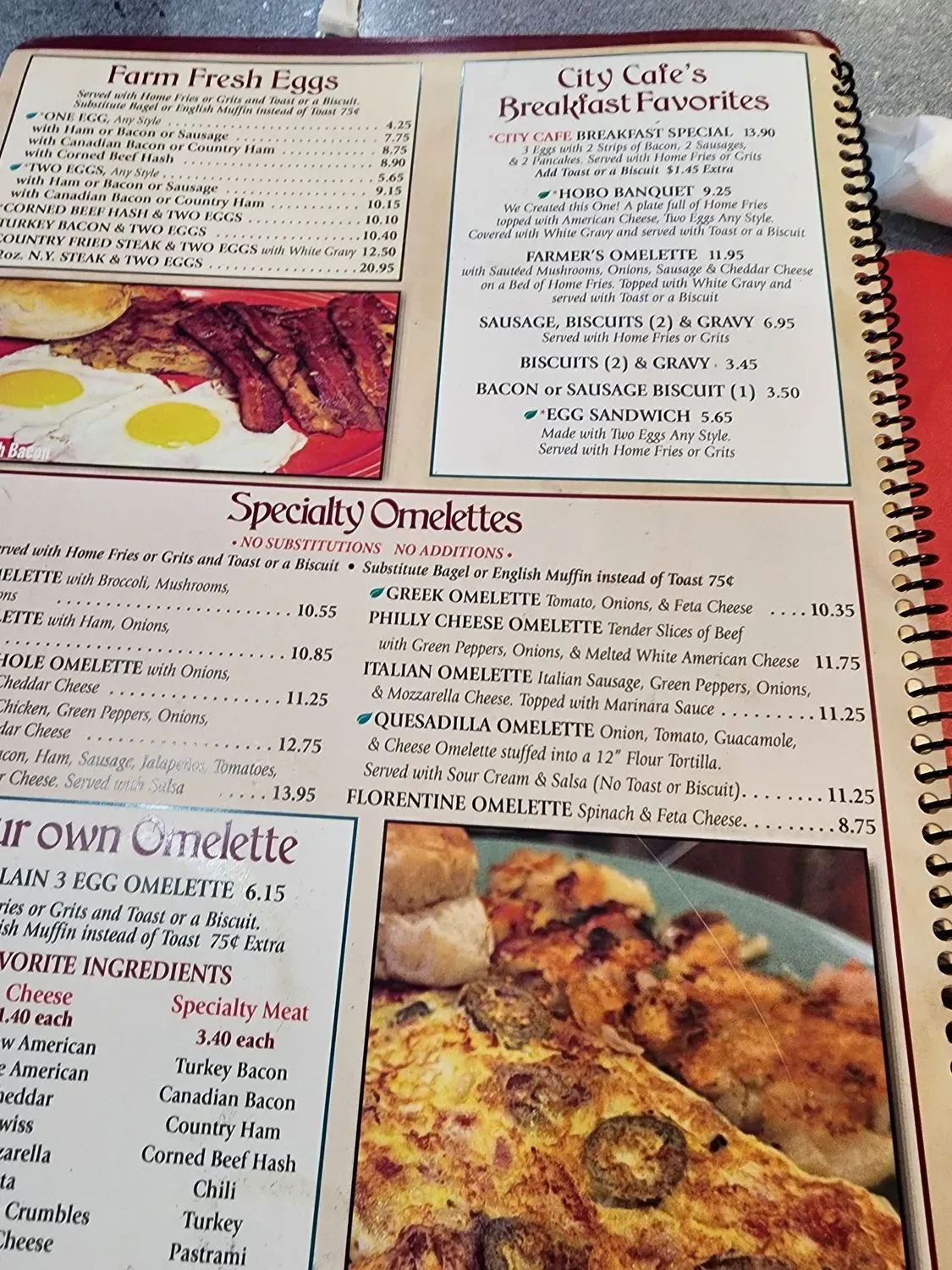 City Cafe Diner Menu - Updated November 2025