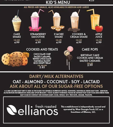Ellianos Coffee Menu - Updated October 2025