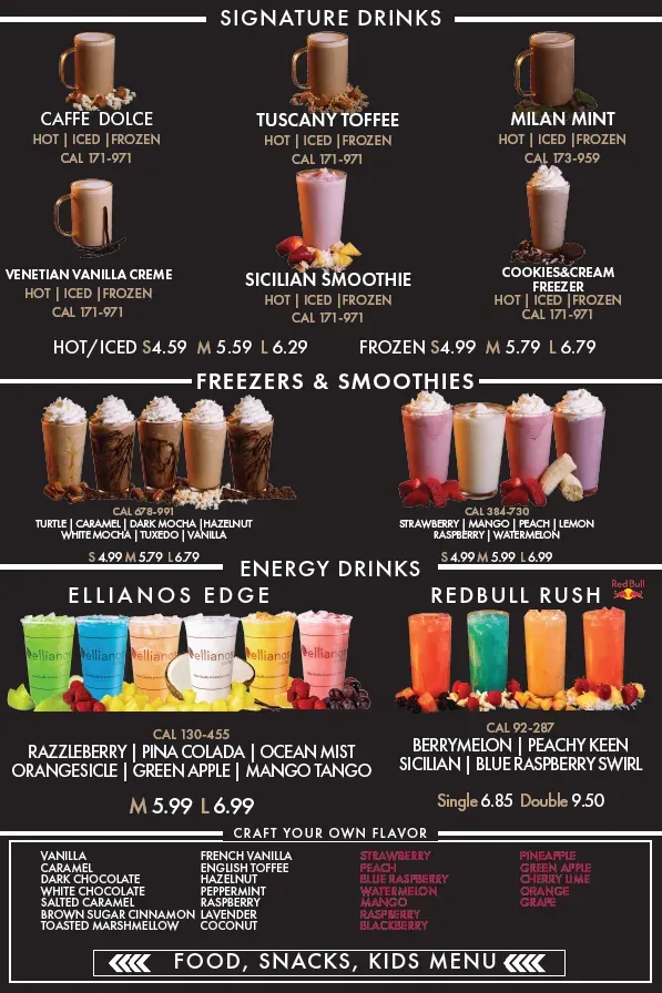 Ellianos Coffee Menu - Updated October 2025
