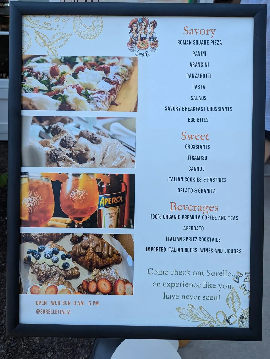 Sorelle Italian Market Menu - Updated November 2025