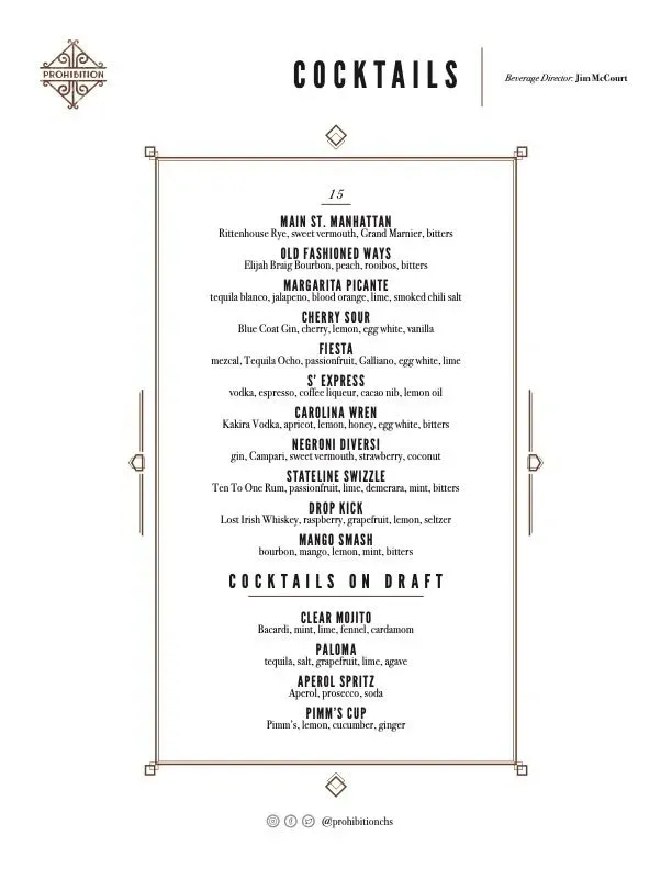 Prohibition Menu - Updated November 2025