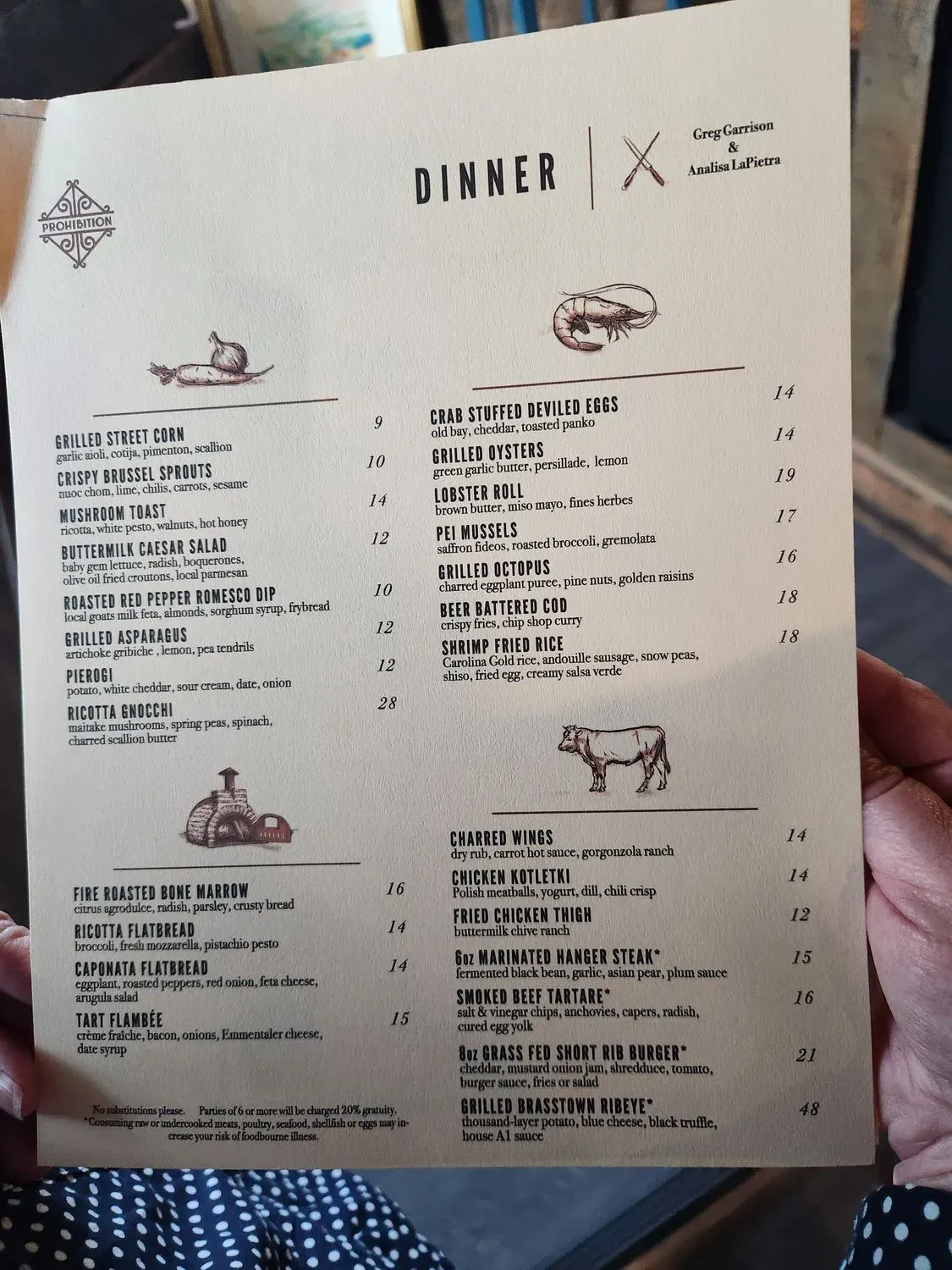 Prohibition Menu - Updated November 2025