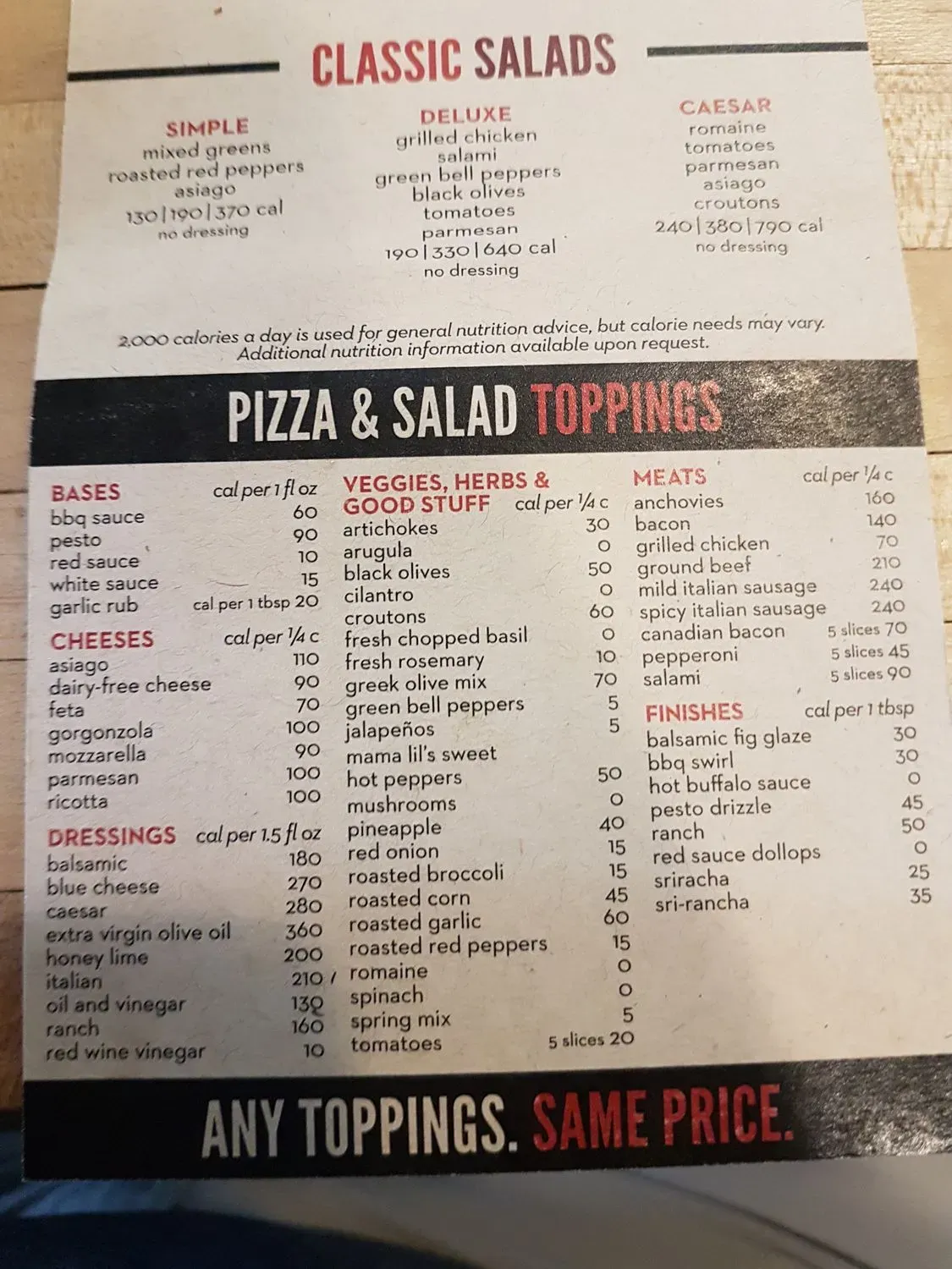 MOD Pizza Menu - Updated October 2025