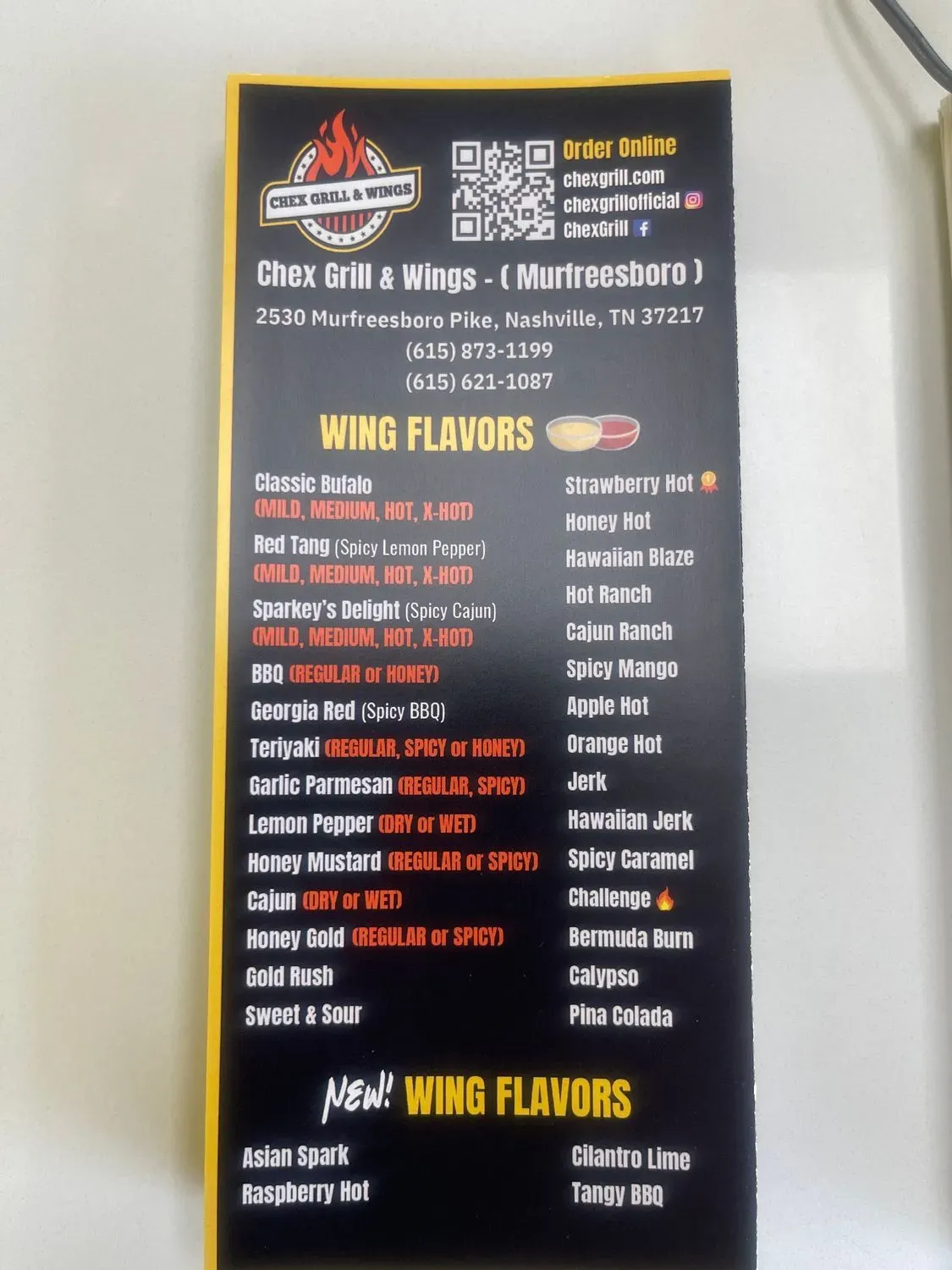 Chex Grill & Wings Menu - Updated October 2025