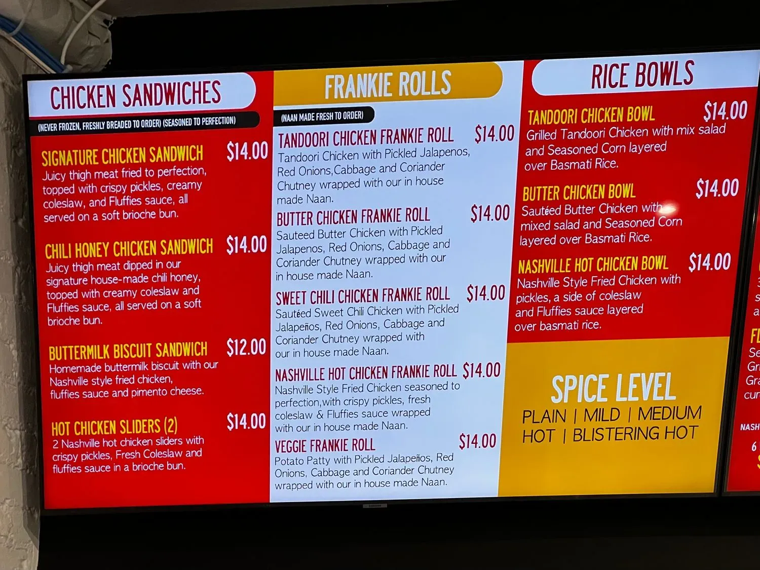 Fluffies Hot Chicken - LES Menu - Updated November 2025