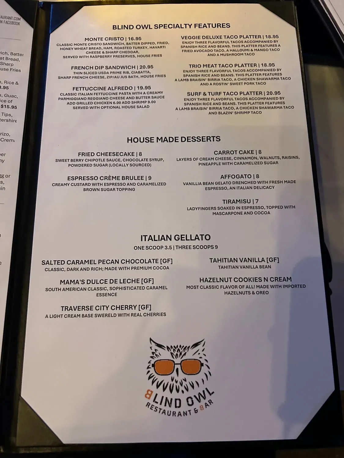 Blind Owl Royal Oak Menu - Updated September 2025