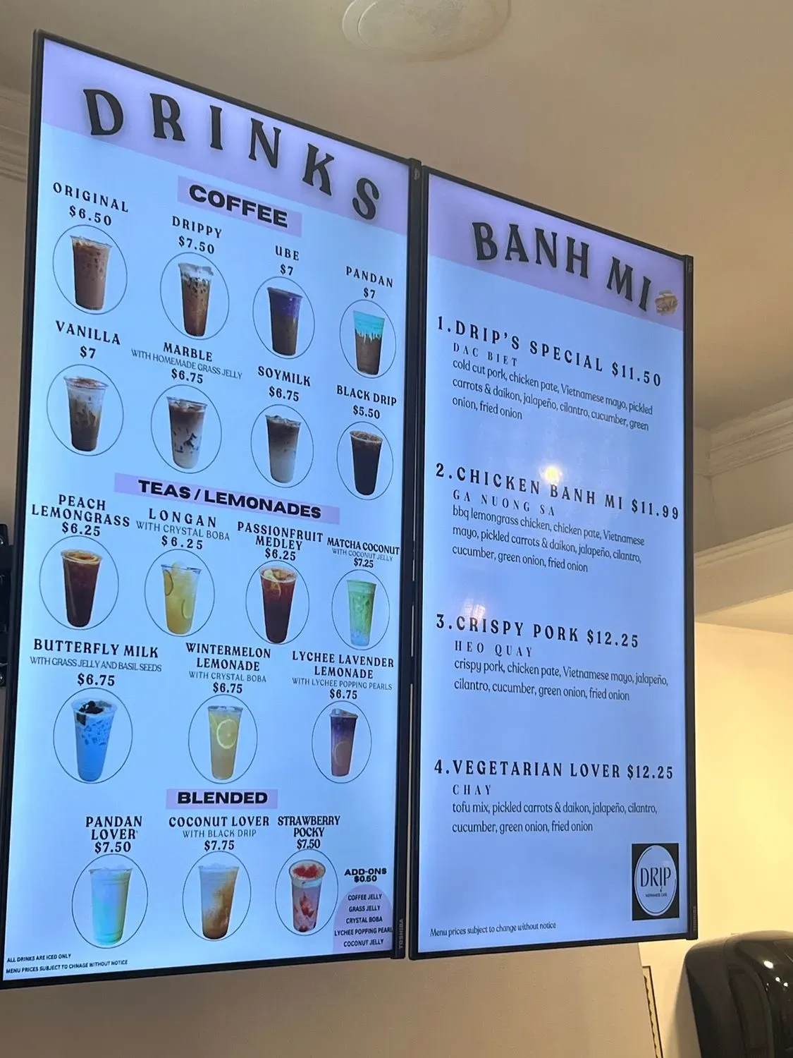 Drip Vietnamese Cafe Menu - Updated November 2025