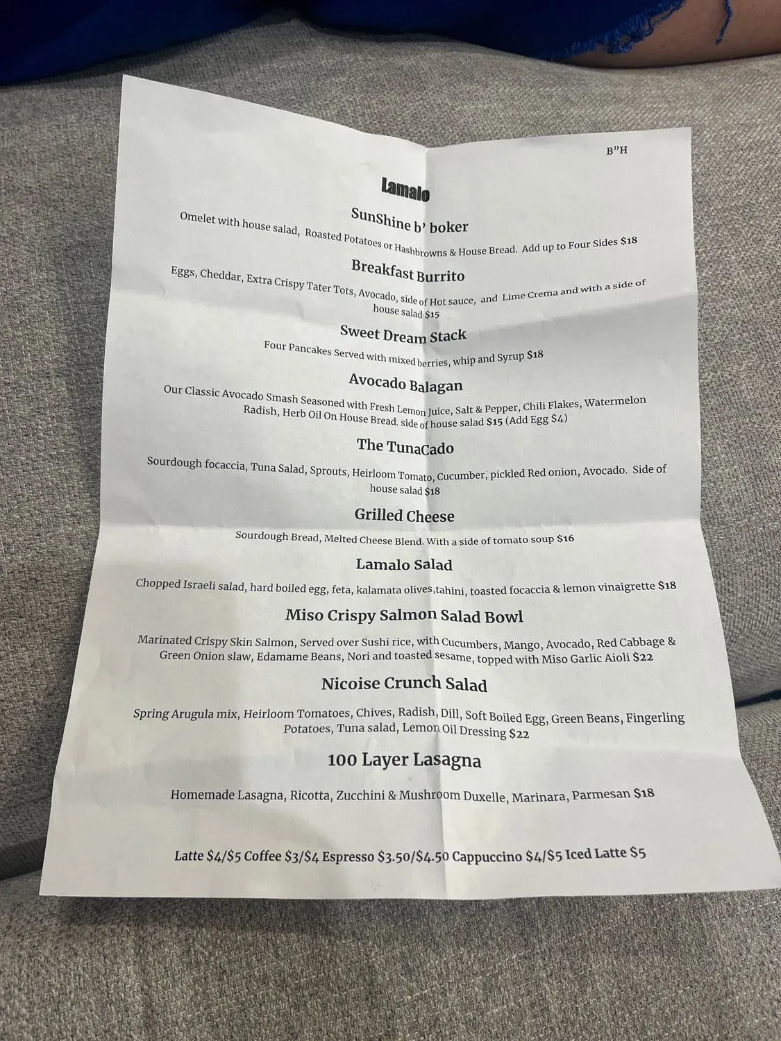 Lamalo Cafe Menu - Updated November 2025