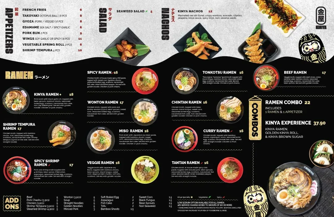 Kinya Ramen · Sushi · Bubble Tea Menu - Updated October 2025