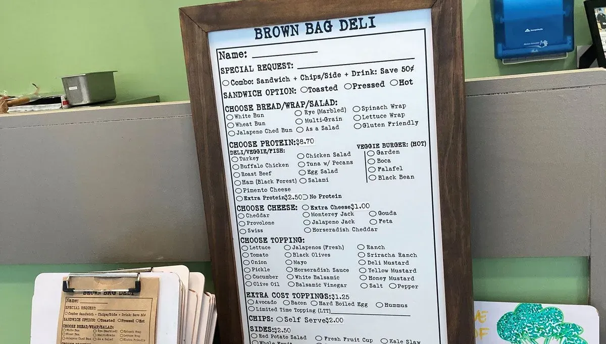 Brown Bag Deli Menu - Updated November 2025