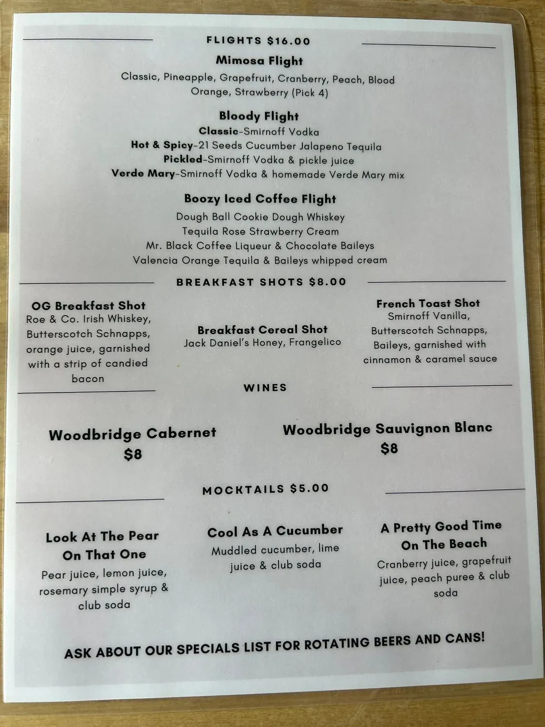 The Brunch Club Menu - Updated October 2025