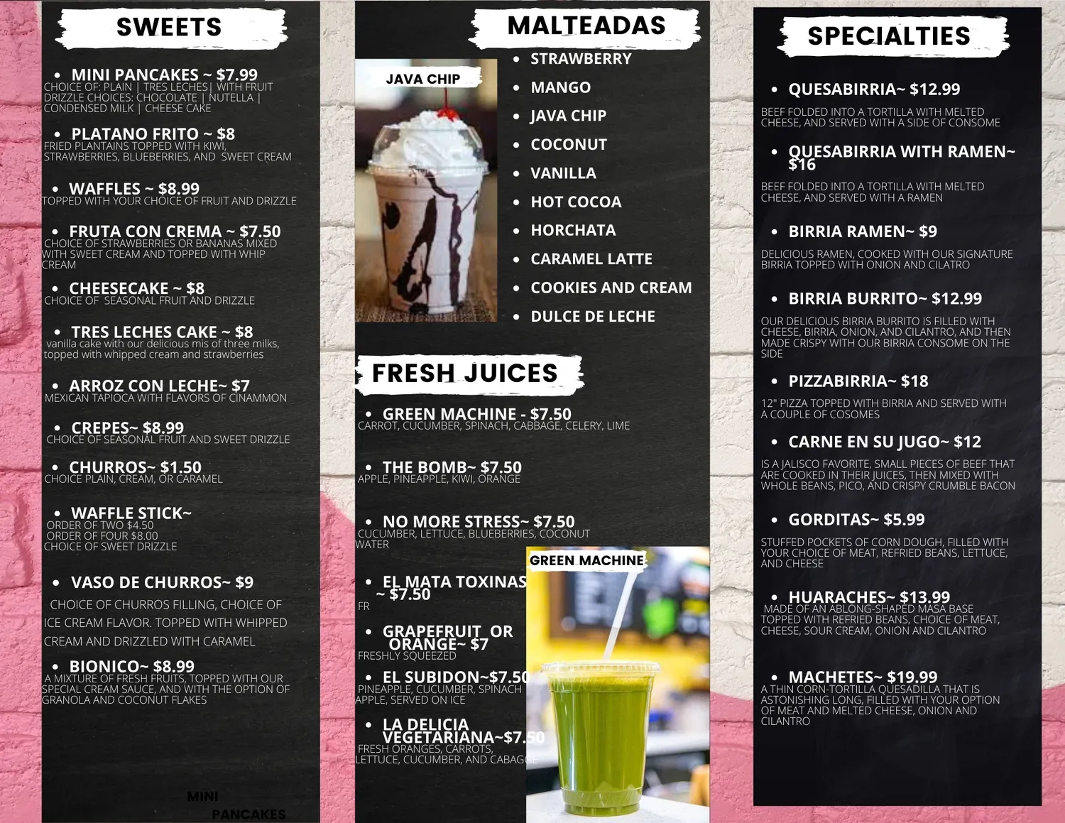 Sofia's Antojitos Menu - Updated November 2025