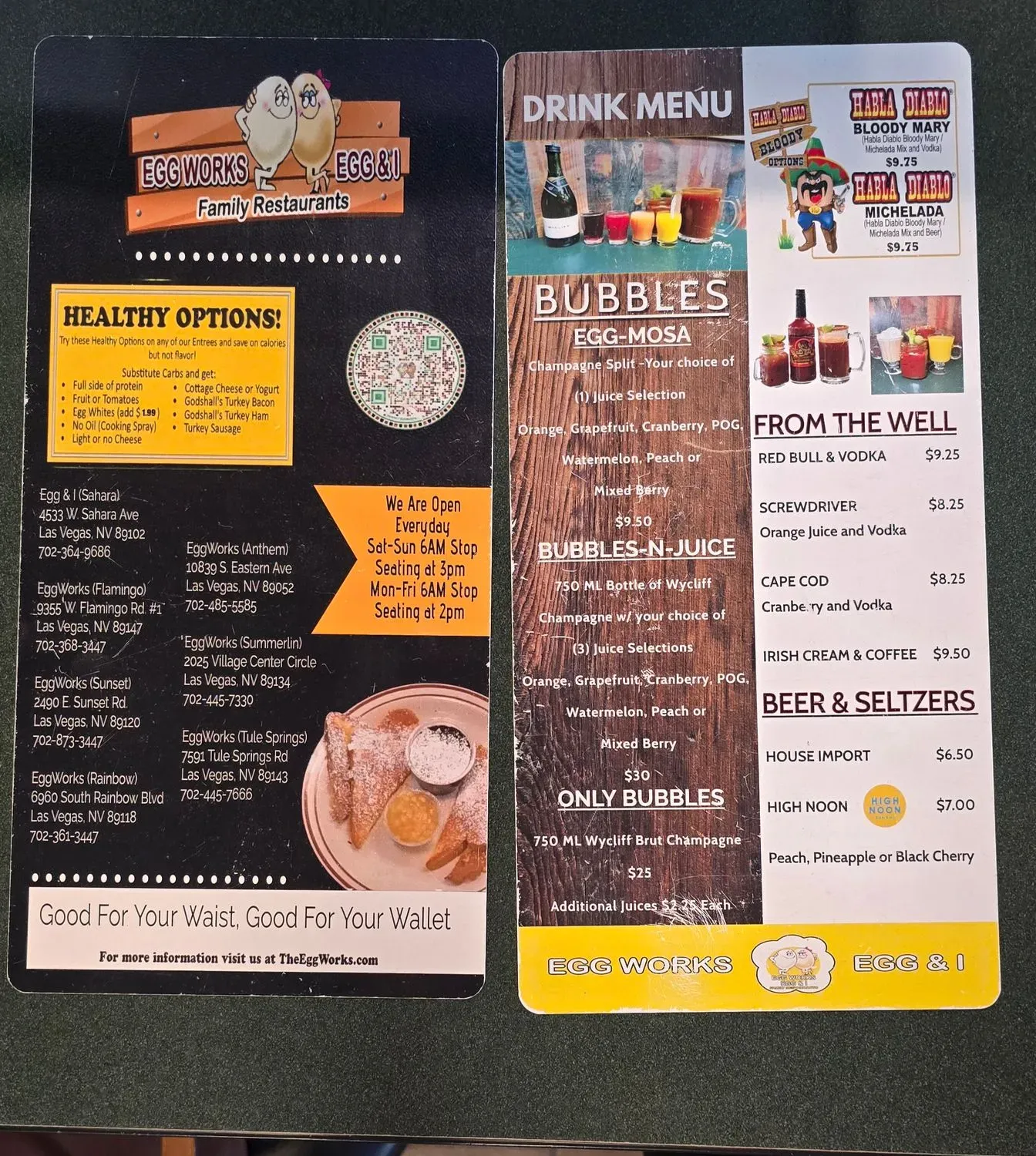 Egg Works Menu - Updated October 2025